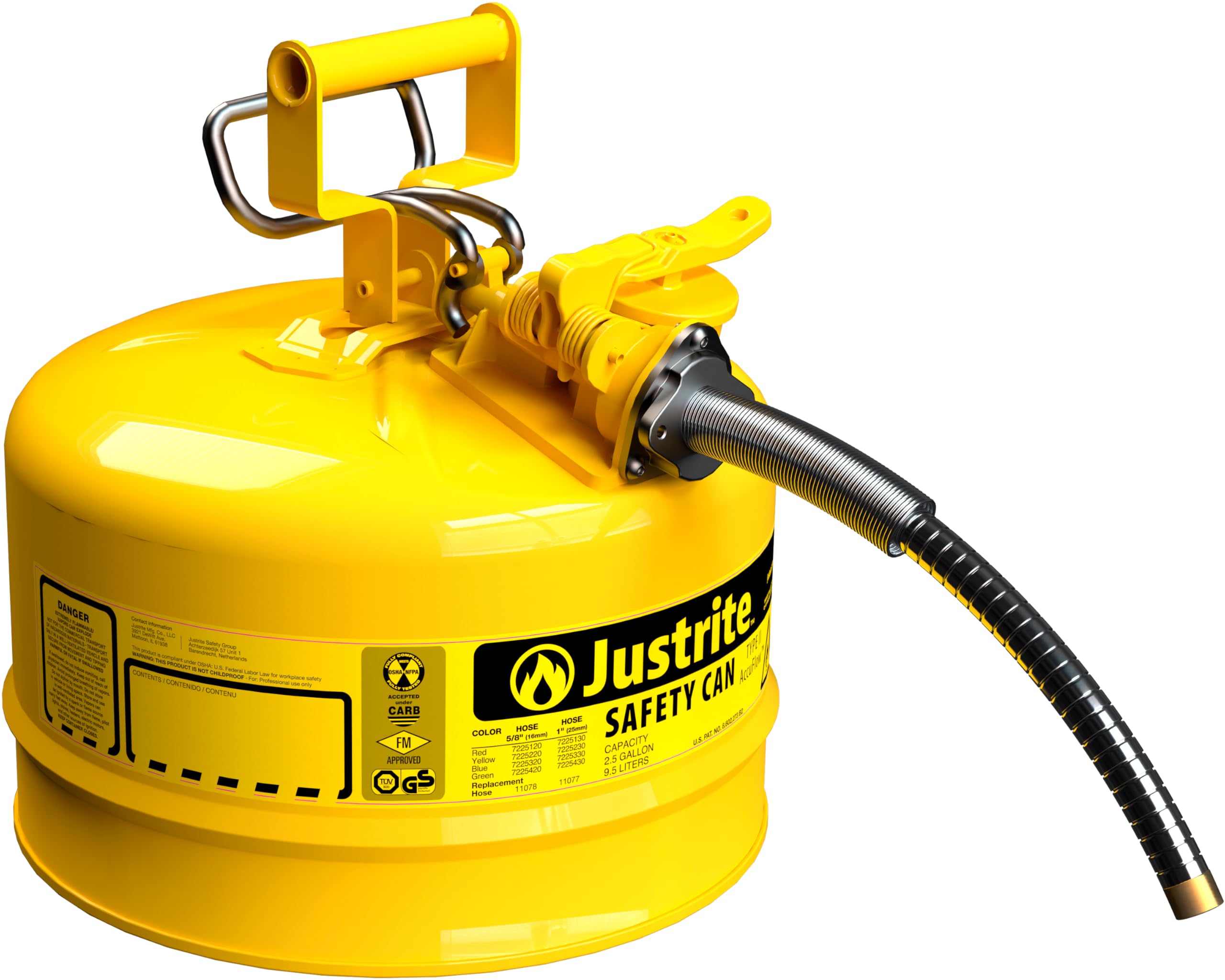 Snapklik.com : Justrite 2.5 Gallon Type II Yellow Safety Can For Diesel