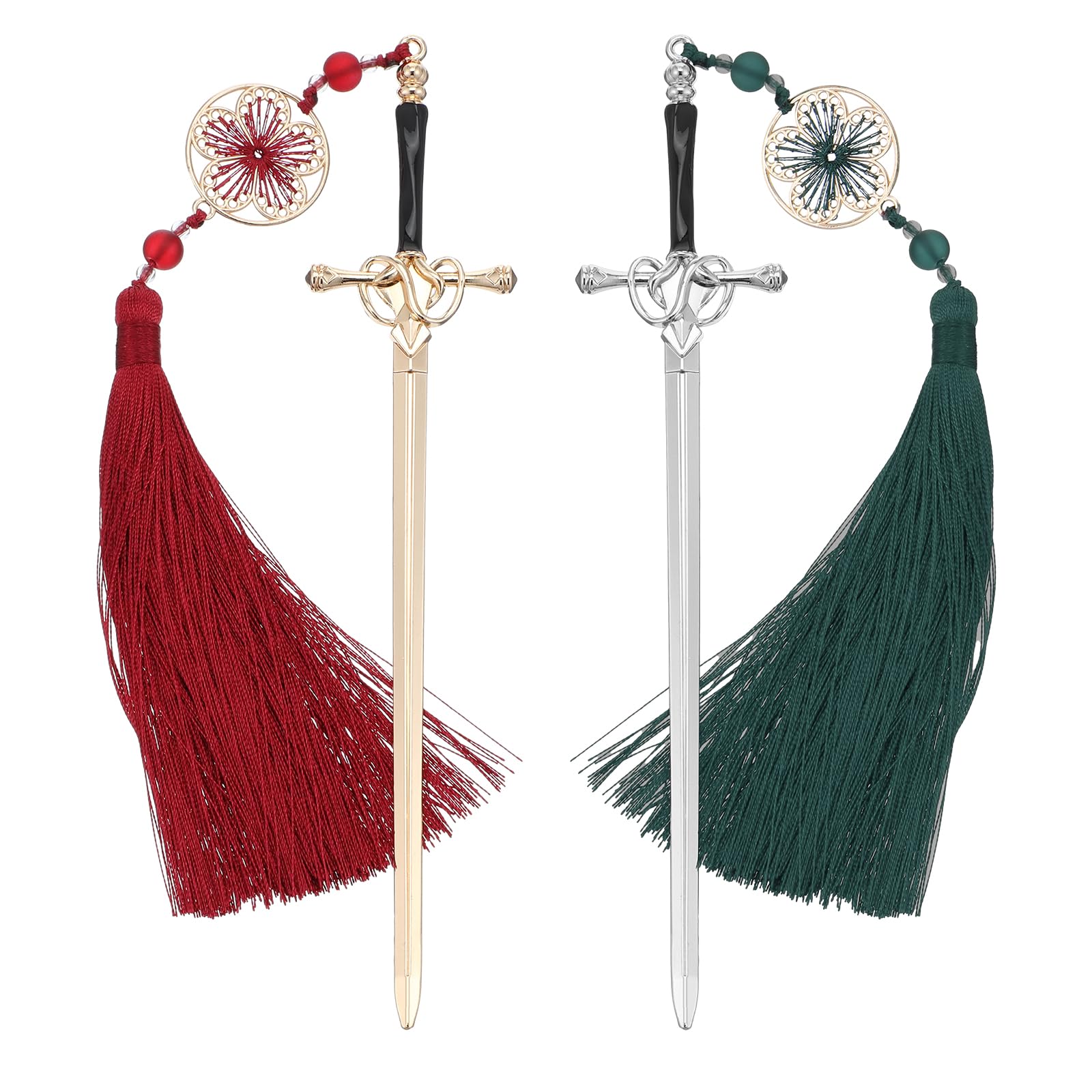 Amazon.com : 2pcs Sword Hair Sticks, Mabor Chinese Vintage Metal Sword ...