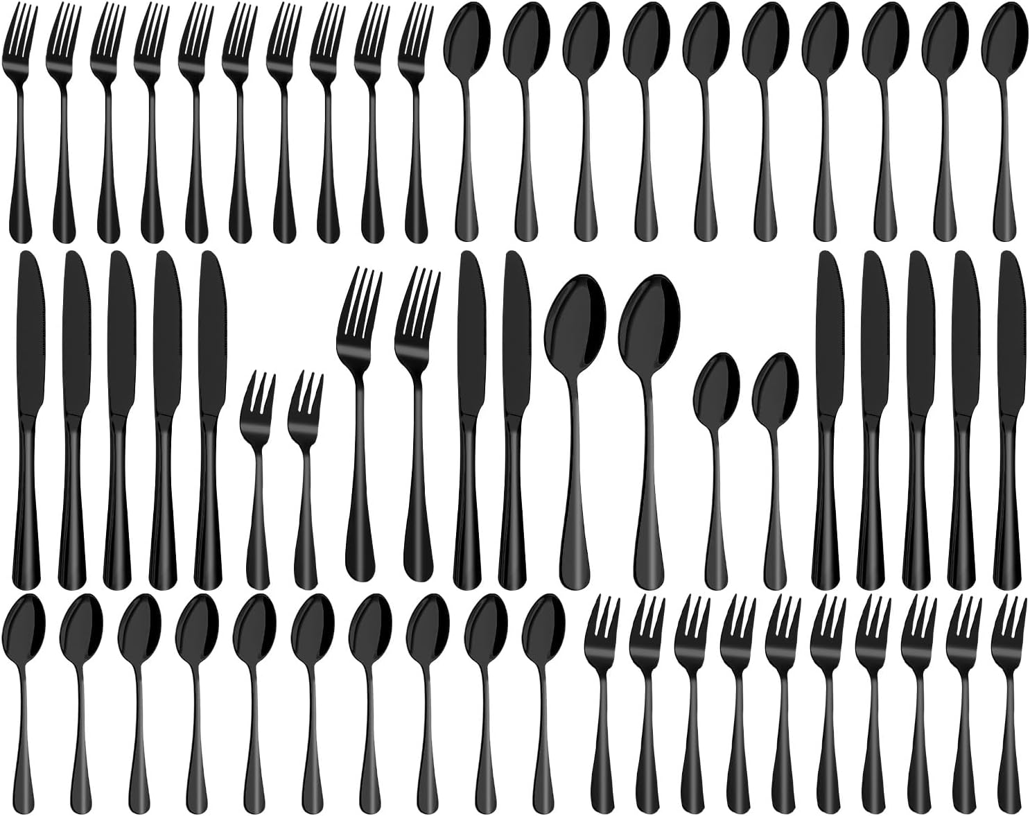 Set Posate 12 Persone, 60 Pezzi Posate Nere, Altamente Lucidate e ...