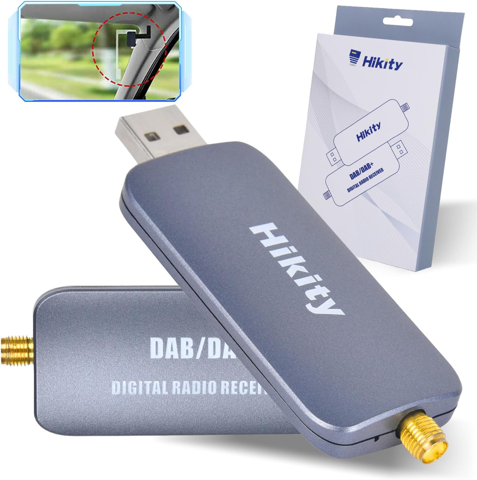 Podofo DAB/DAB+ Dongle USB Adapter mit Autoscheibenantenne, Universal ...
