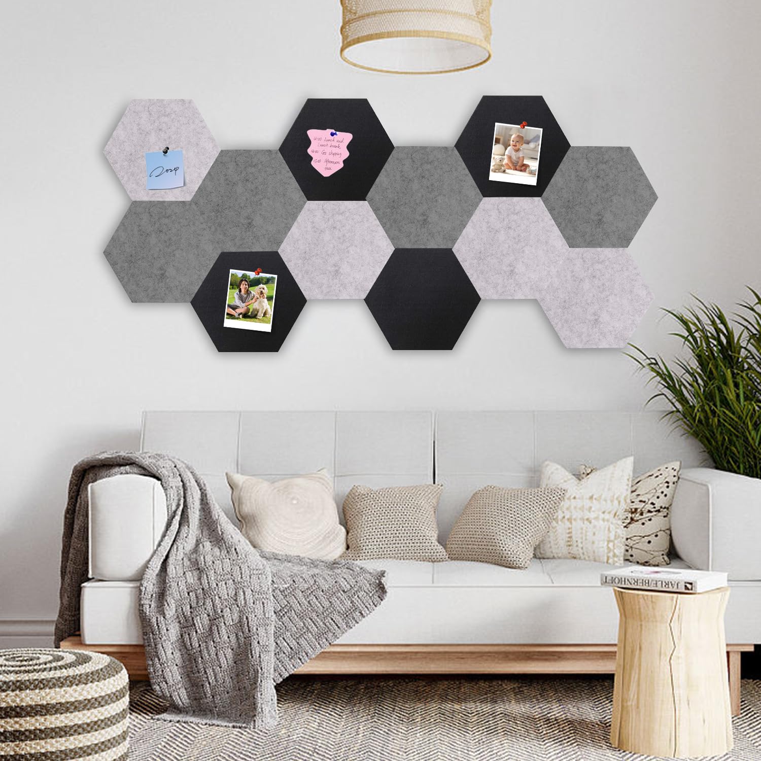 Snapklik.com : 12 Pcs Hexagon Felt Bulletin Board Tiles, Felt Cork ...