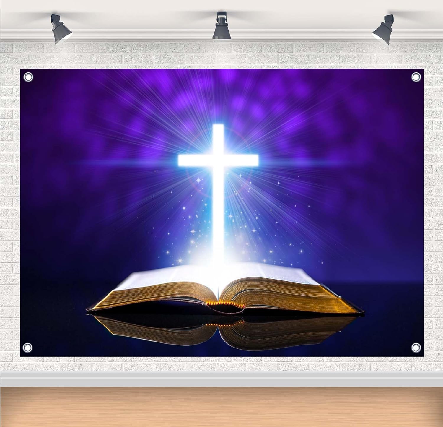 Amazon.com : Gorpic 7x5ft Fabric Holy Bible Cross Backdrop Open Bible ...