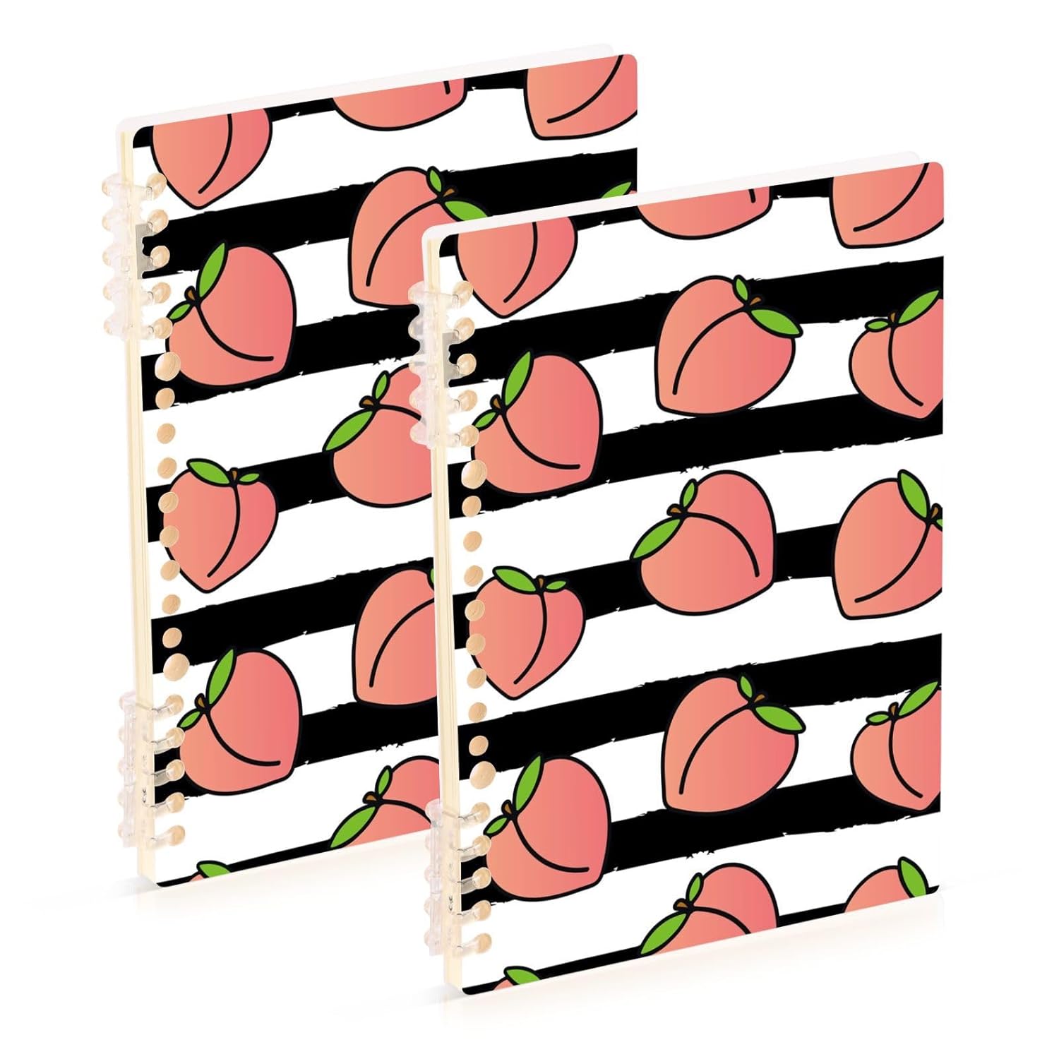 OTVEE Spiral Notebook, 2 Pack Peach Fruit Stripe Notebooks 60 Sheets A5 ...