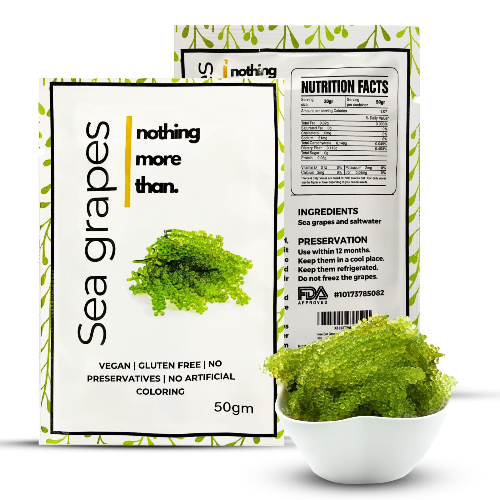 Amazon.com : Sea Grapes to Eat Seaweed Snacks Salad Kit 100GR VeganZen ...