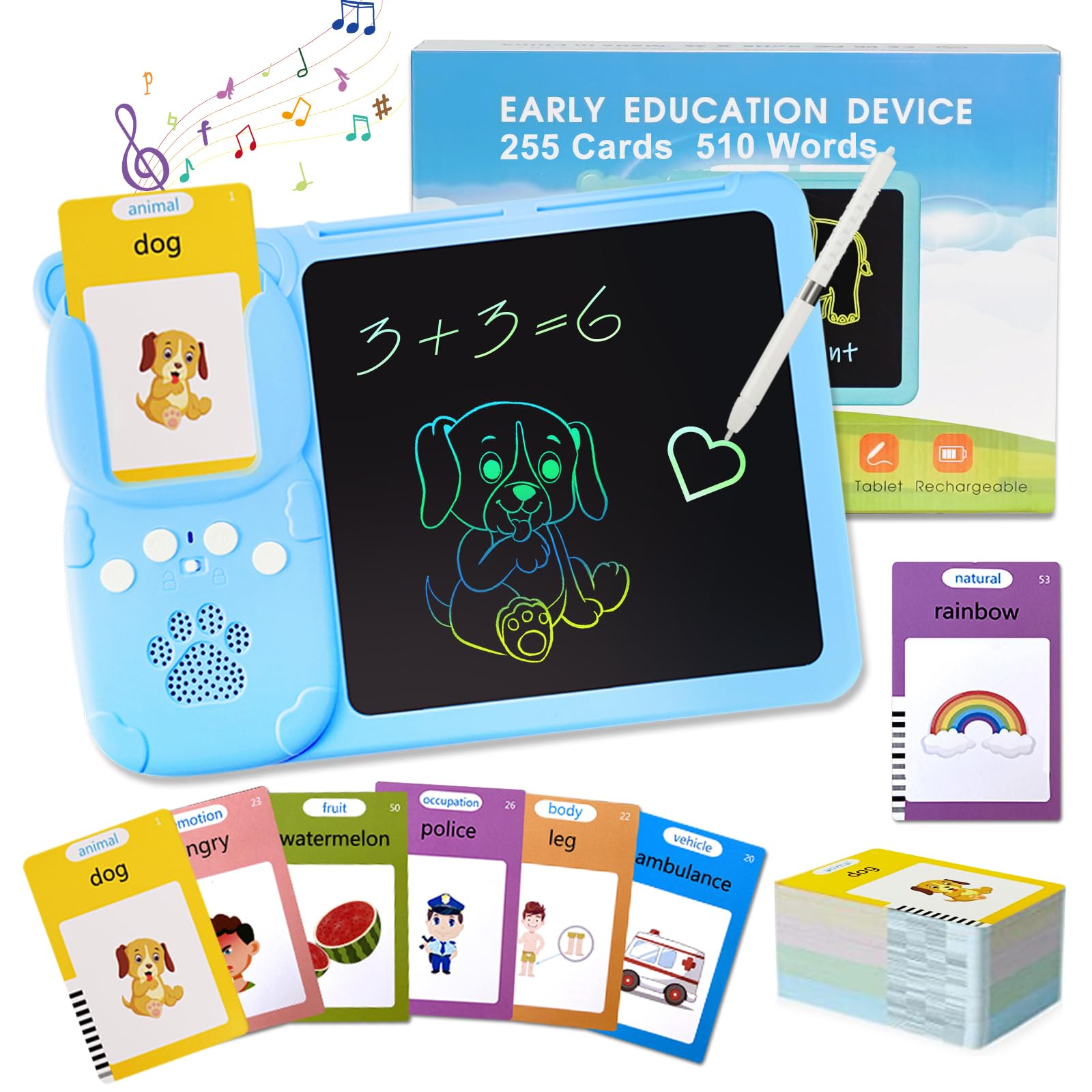 Gentle Monster LCD Writing Tablet for Kids with Talking Flash Cards ...