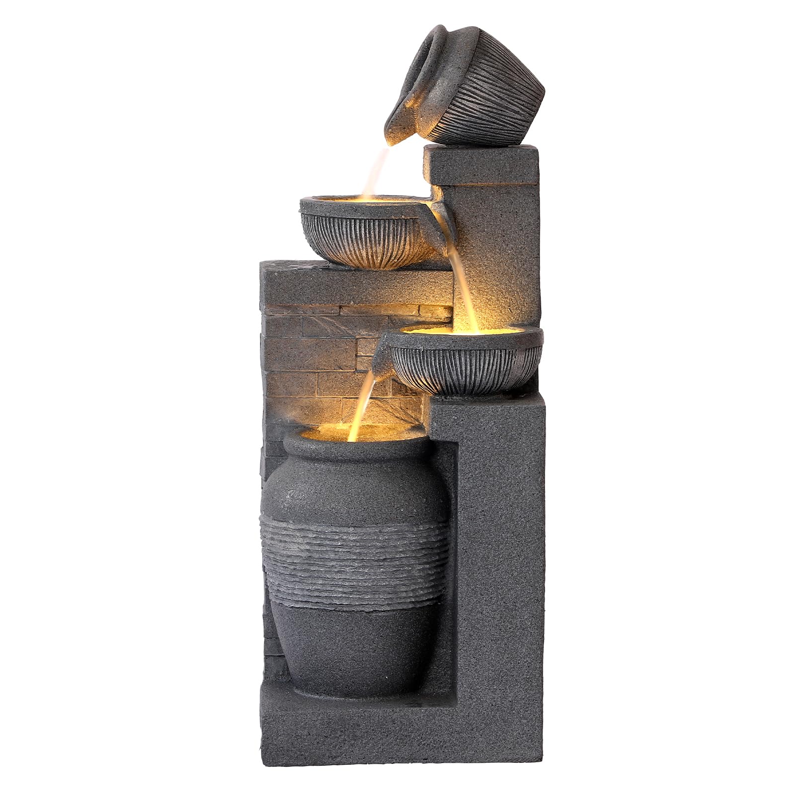 Indoor Fountain Cascading Waterfall Grepatio 4-Tier Outdoor Water ...