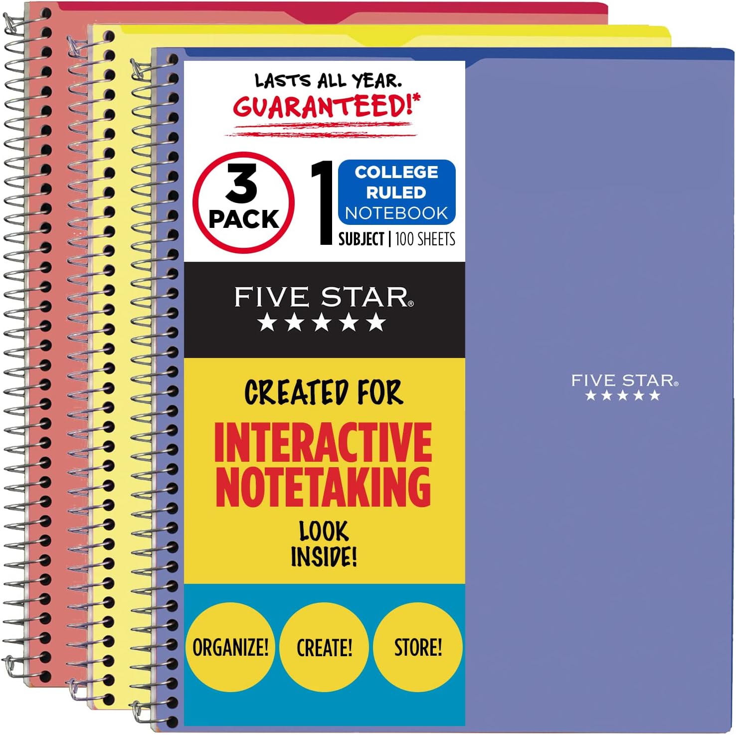 Amazon.com : Five Star Interactive Notetaking, 1 Subject, College Ruled ...