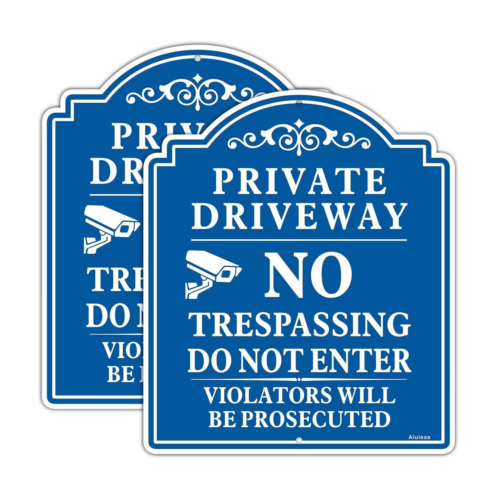 Amazon.com : Aiuieaa 2-Pack Private Driveway No Trespassing Sign, 12 x ...