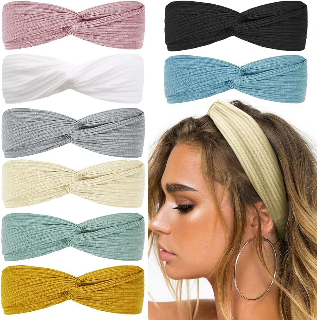 Amazon.com: Huachi Boho Head Bands for Women Non Slip Twist Hairbands ...