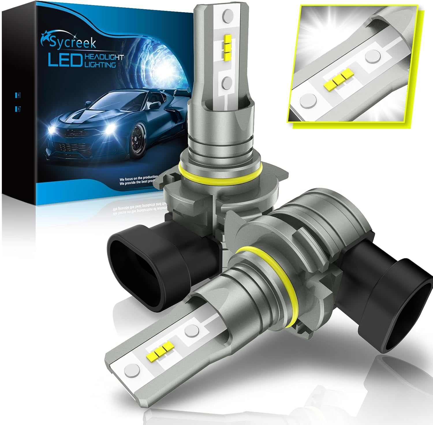 Sycreek HIR2 9012 LED Headlight Bulbs,16000LM 6500K Cool White,HIR2 ...