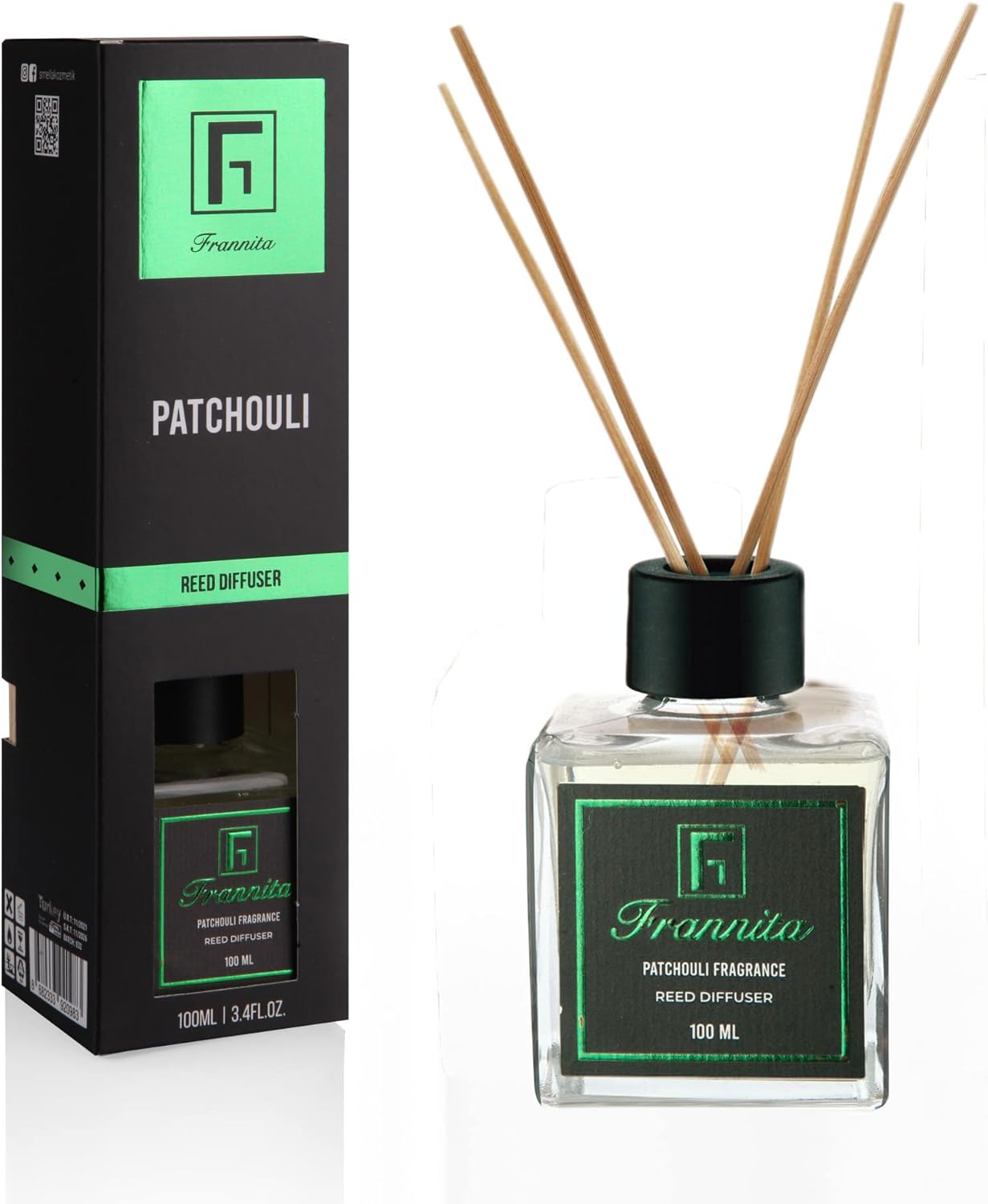 Amazon.com: Frannita Patchouli Reed Diffuser 3.4 Fl Oz (100ml ...