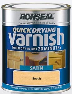 Ronseal QDVSB750 750ml Quick Dry Varnish Coloured Satin Beech : Amazon ...