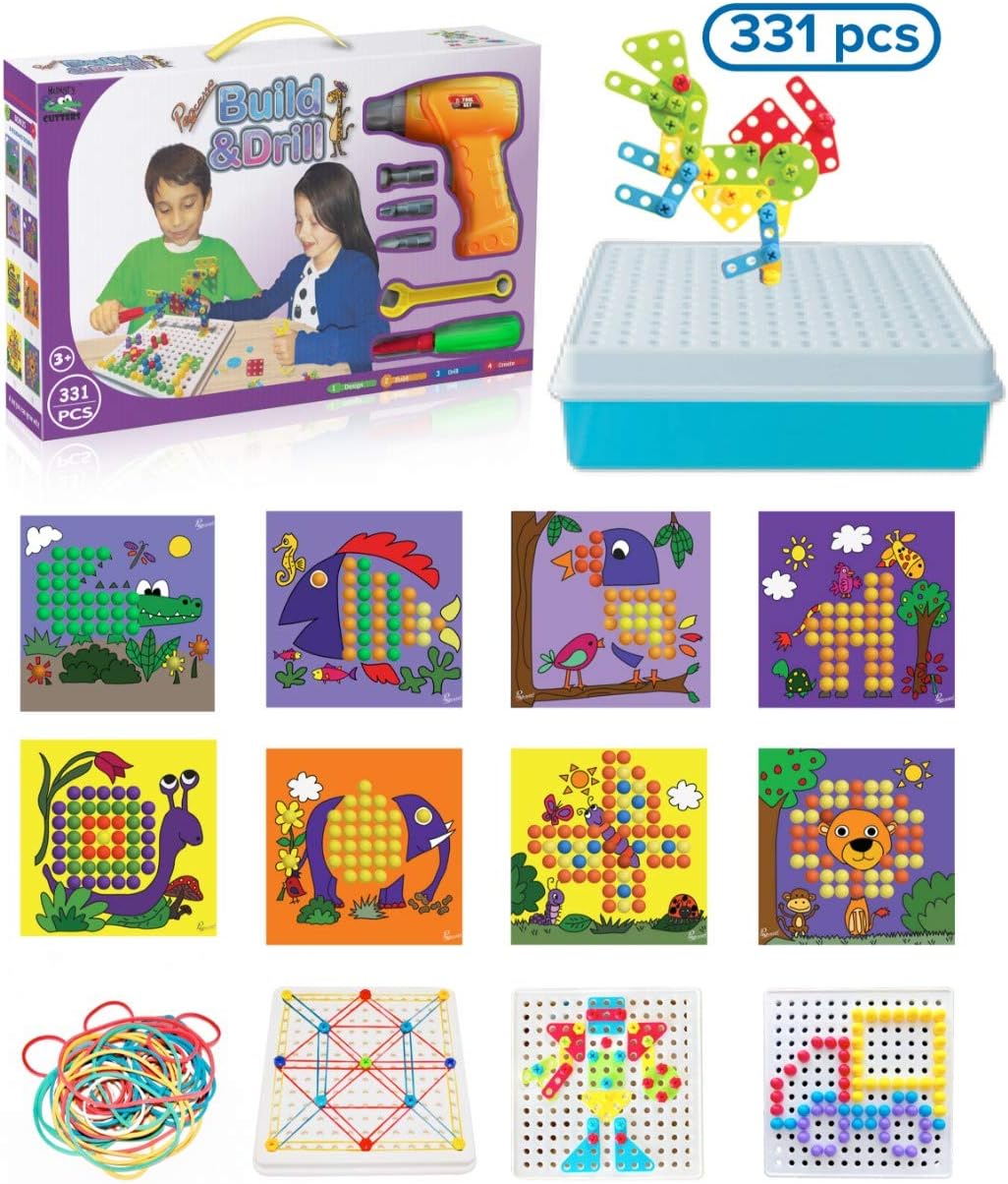 Amazon.com: Pegcasso 331 pc Build & Drill educational construction and ...