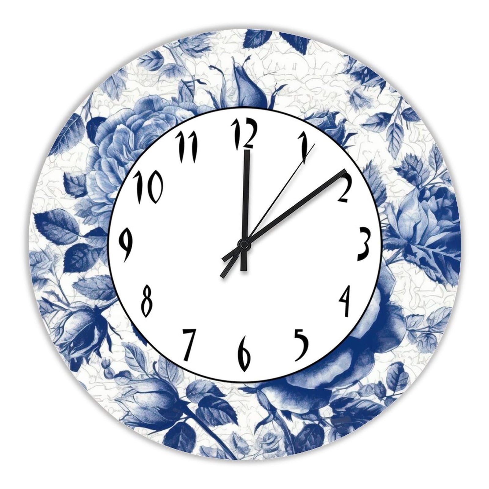 Amazon.com: Round Wooden Clock for Wall Decor Chinese Style Chinoiserie ...
