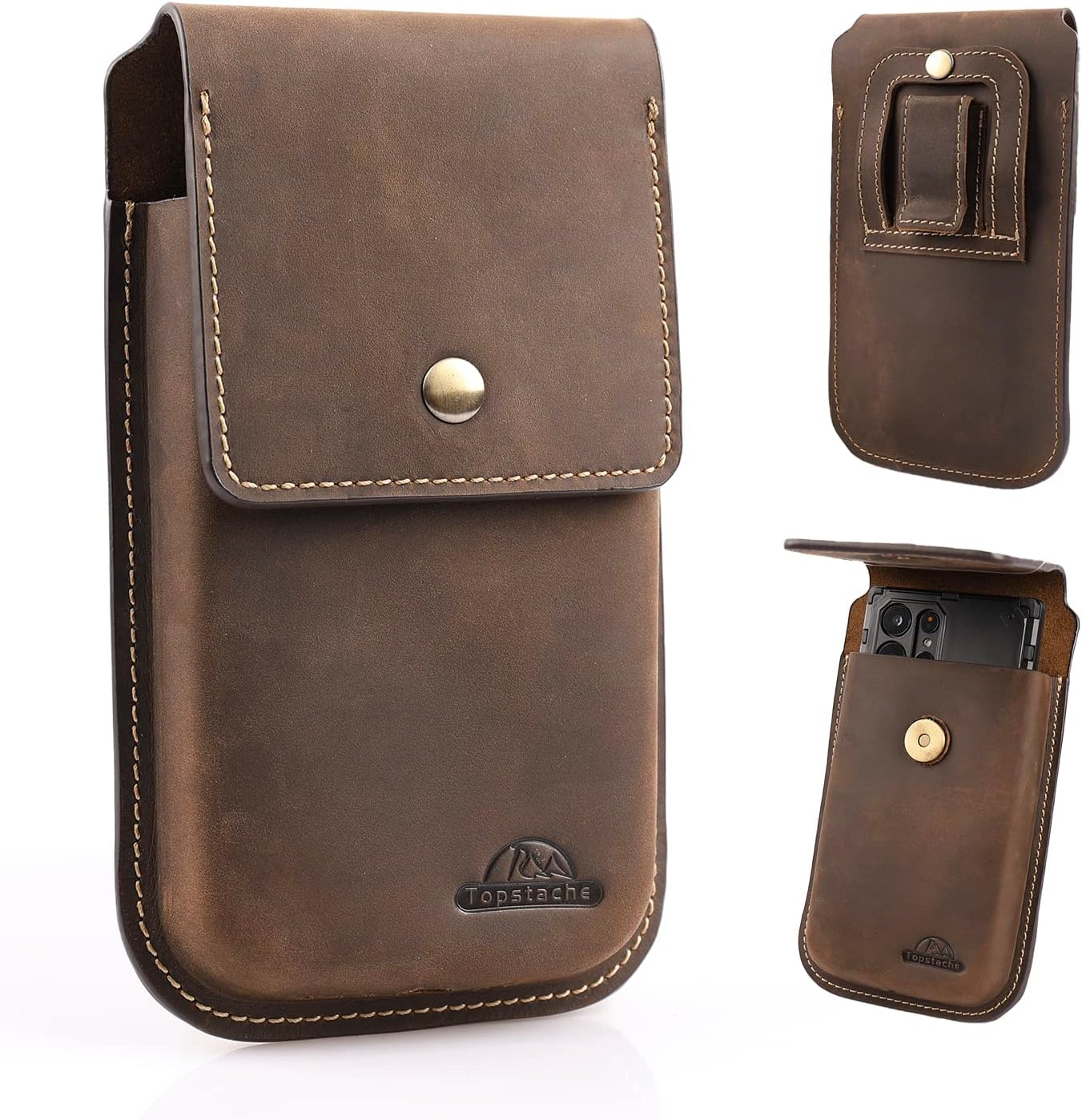 topstache Leather Phone Holster for Belt,Flip Cell Phone Case with Belt ...
