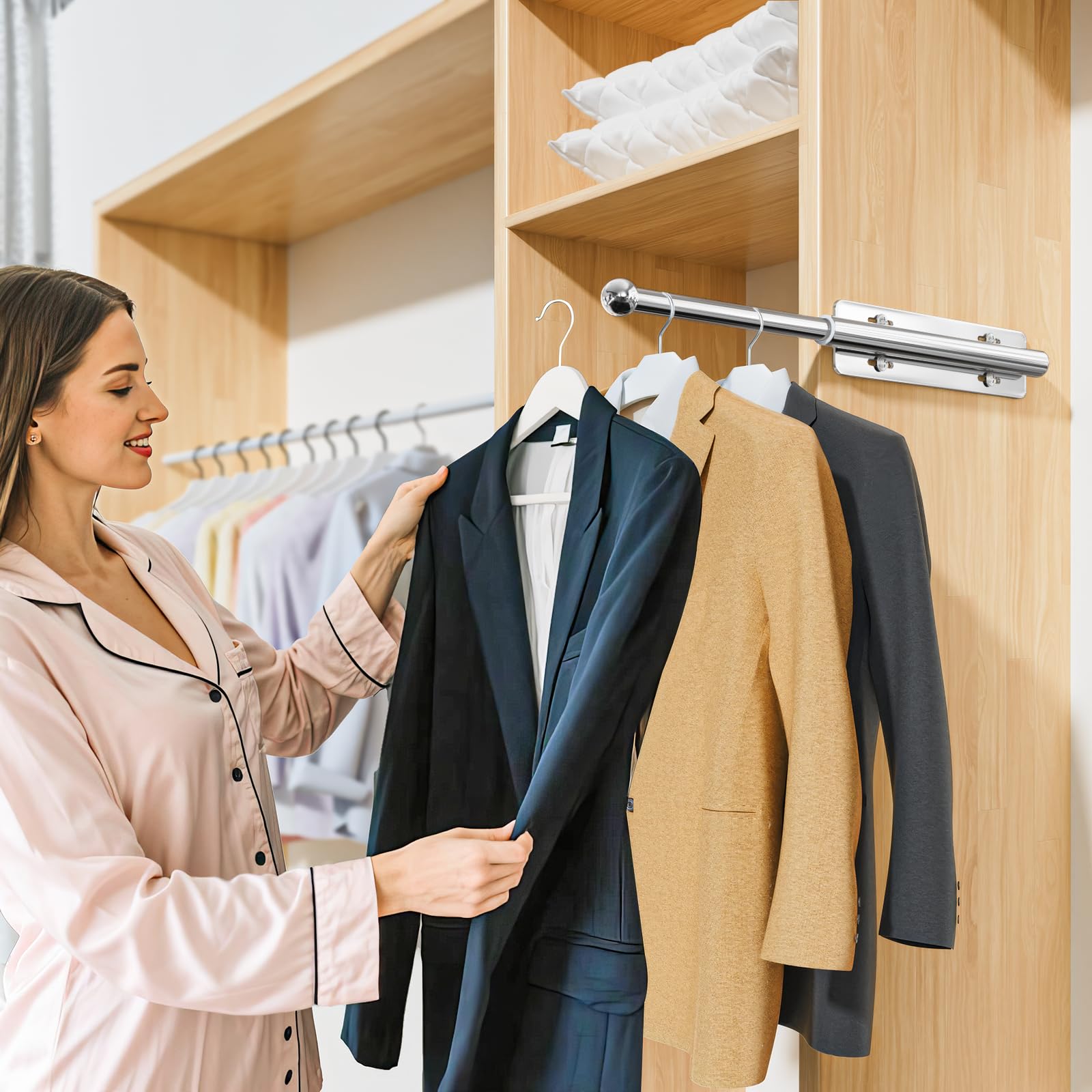 Snapklik.com : 12-23 Inch Valet Rod For Closets Pull Out,Retractable ...