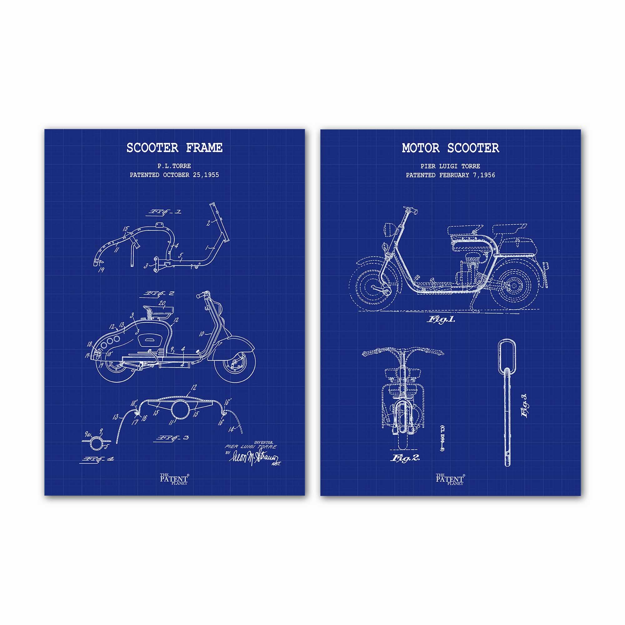 The Patent Planet Set Of 2 Lambretta Scooter Patent Print | Desertcart ...