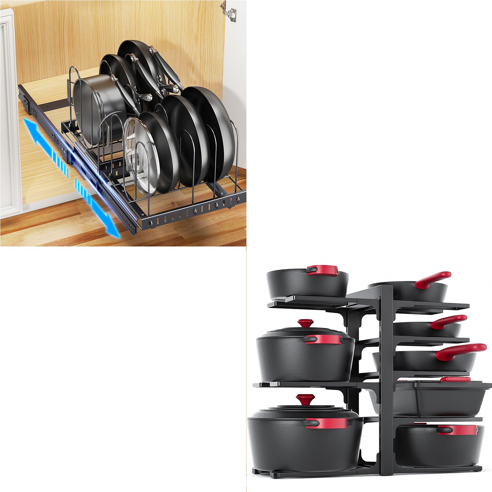 Amazon.com: MUDEELA 8-Tier Heavy Duty Adjustable Pan Organizer Rack and ...