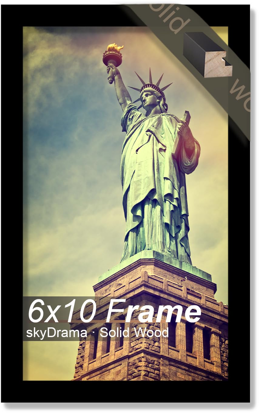 Amazon.com - skyDrama 100% Solid Wood 6x10 Picture Frame, Black Frame ...