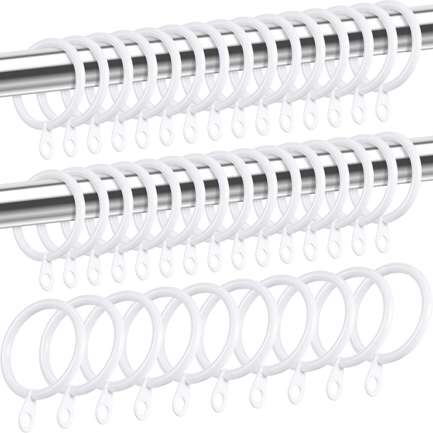 Amazon.com: Shappy 40 Packs Metal Drapery Curtain Rings Curtain Rod ...
