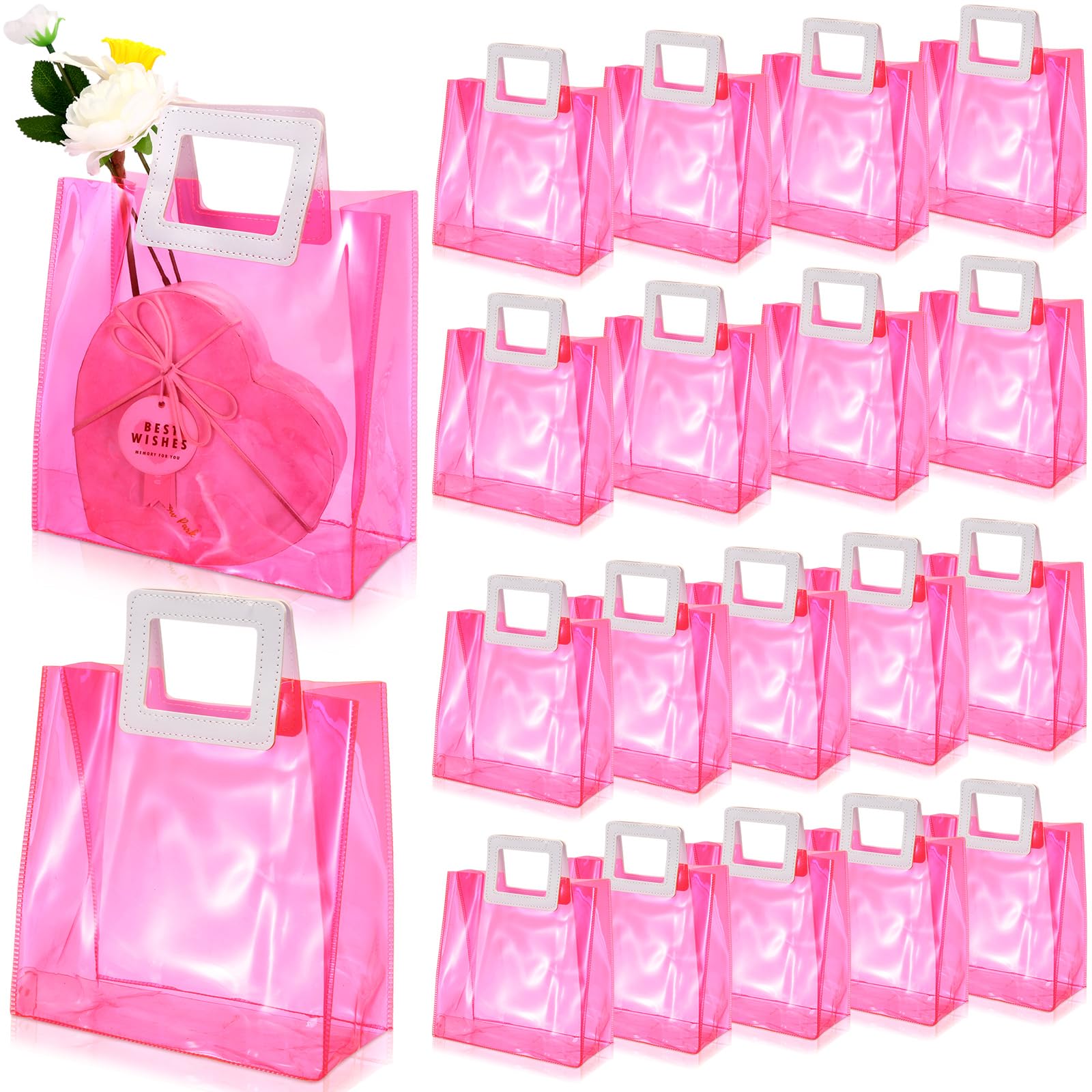 Amazon.com: Paterr 20 Pcs Clear Reusable Gift Bags Wedding Wrap Tote ...