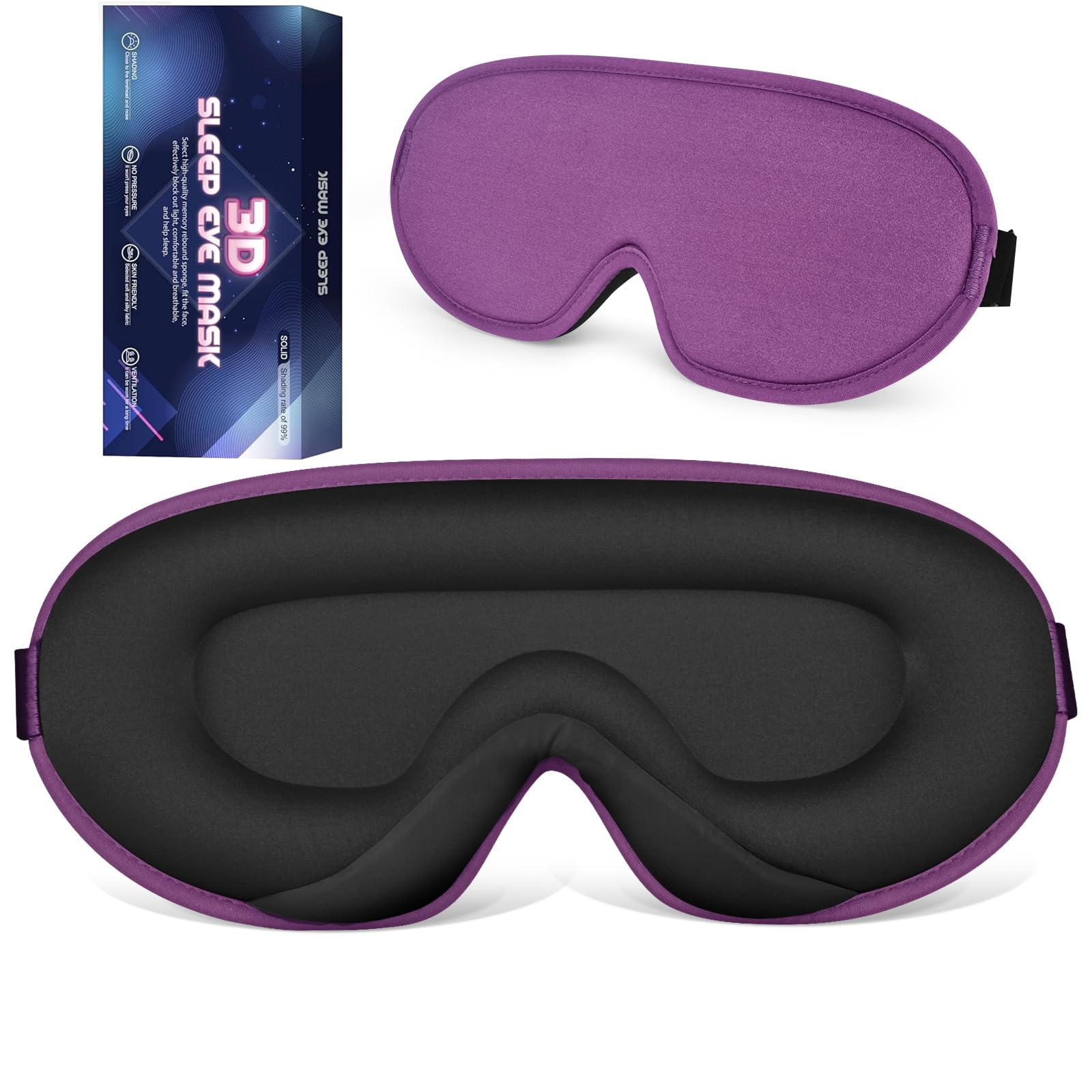 Amazon.com: 3D Sleep Eye Mask for Men Women, Zero Eye Pressure 3D ...