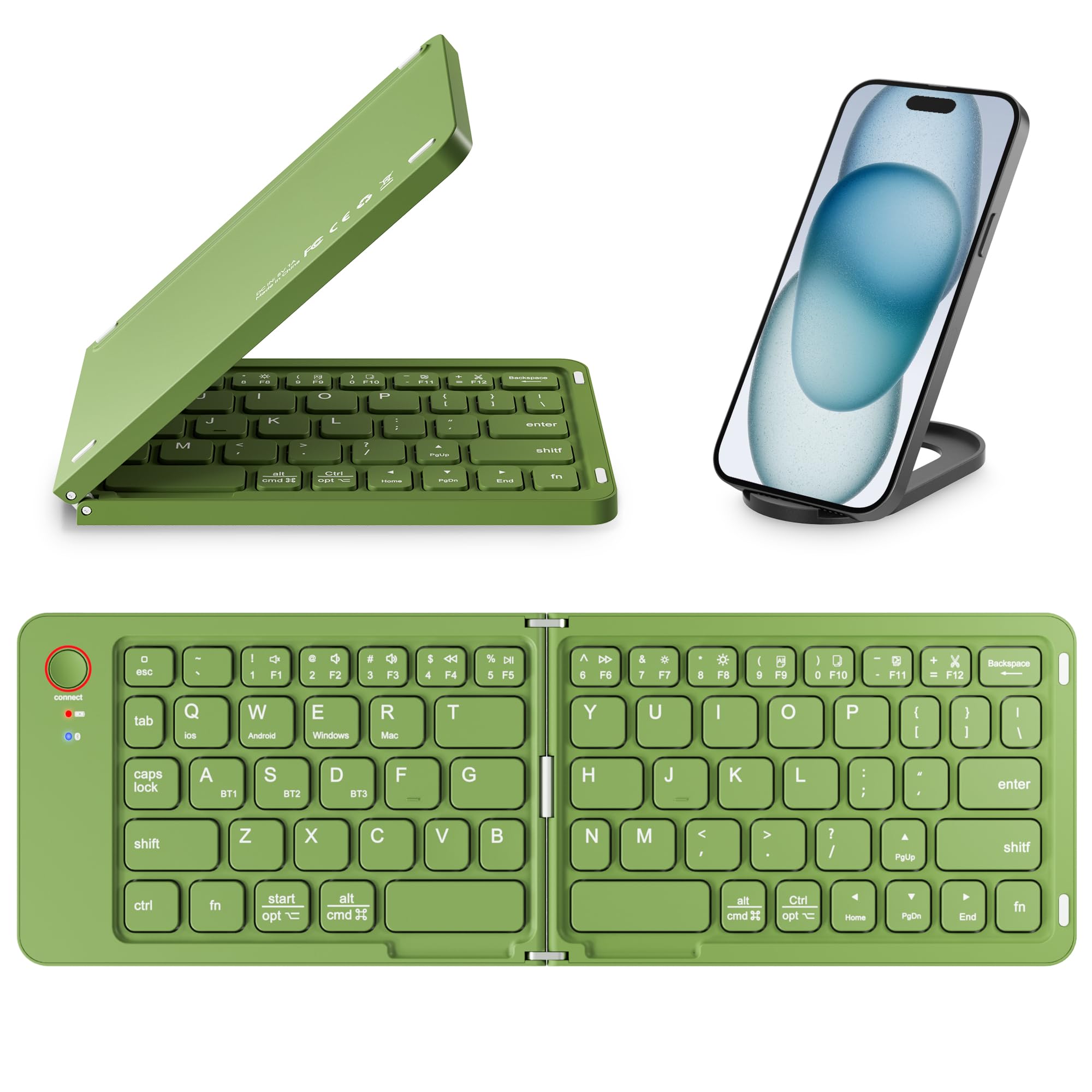 Amazon.com: JPHTEK Mini Foldable Bluetooth Keyboard - Portable Wireless ...
