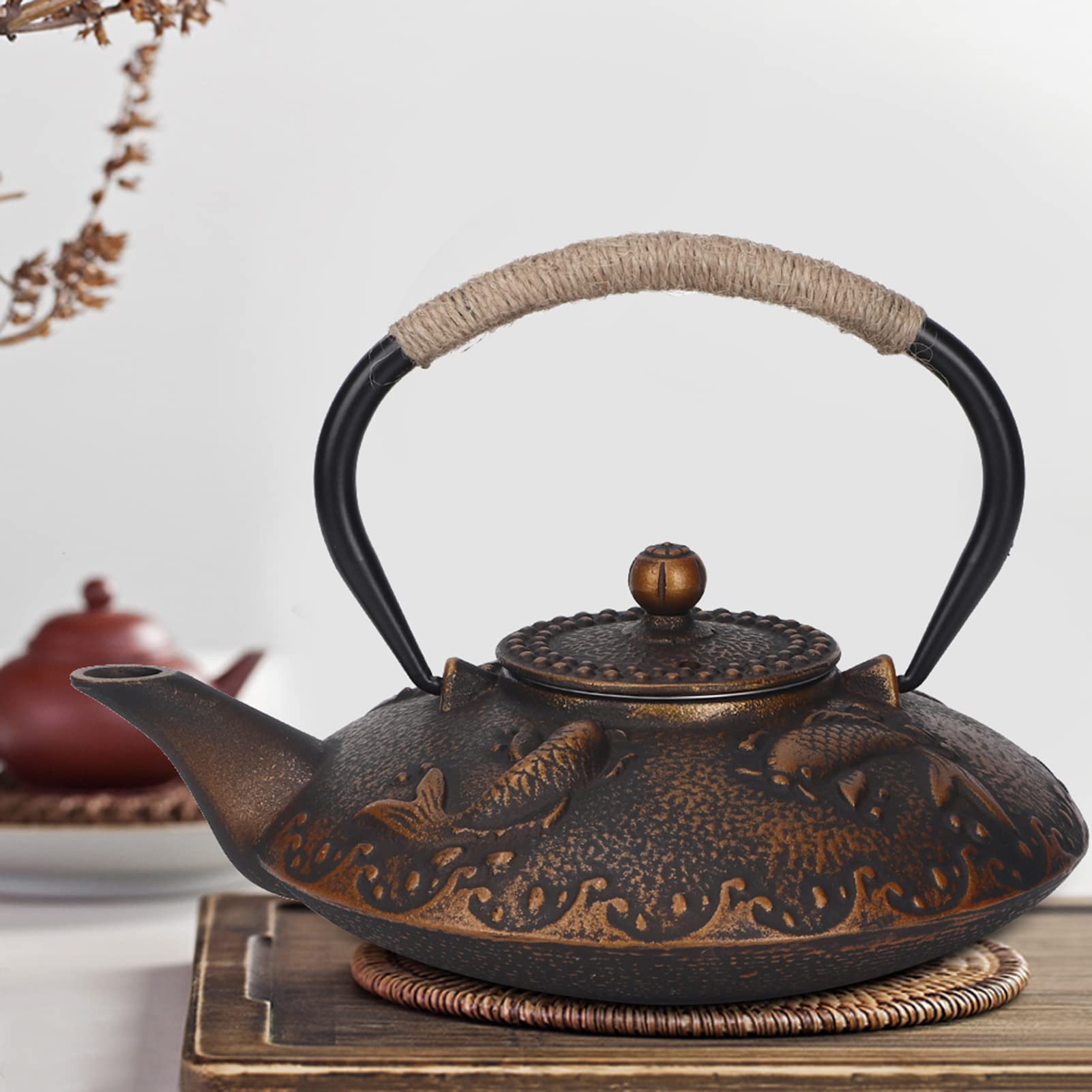 Japanese Cast Iron Koi Teapot Cast Iron Teapot, Japanese Style Koi