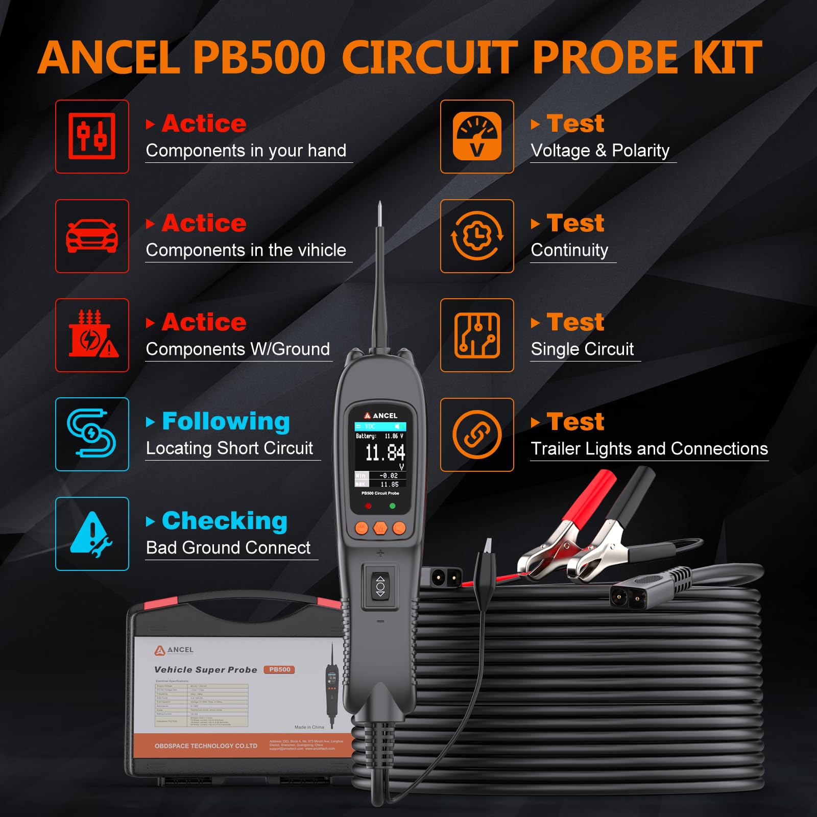 Snapklik.com : ANCEL PB500 Power Circuit Probe Tester Kit - Automotive ...