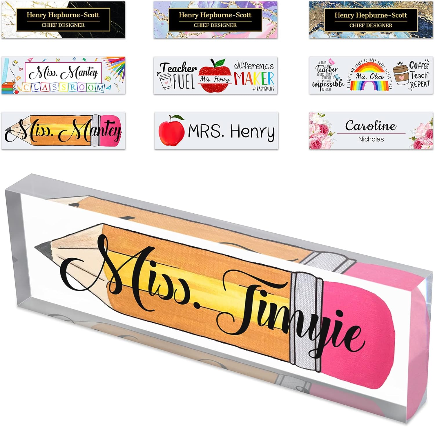Amazon.com: Personalized Desk Name Plate, Custom Acrylic Block ...