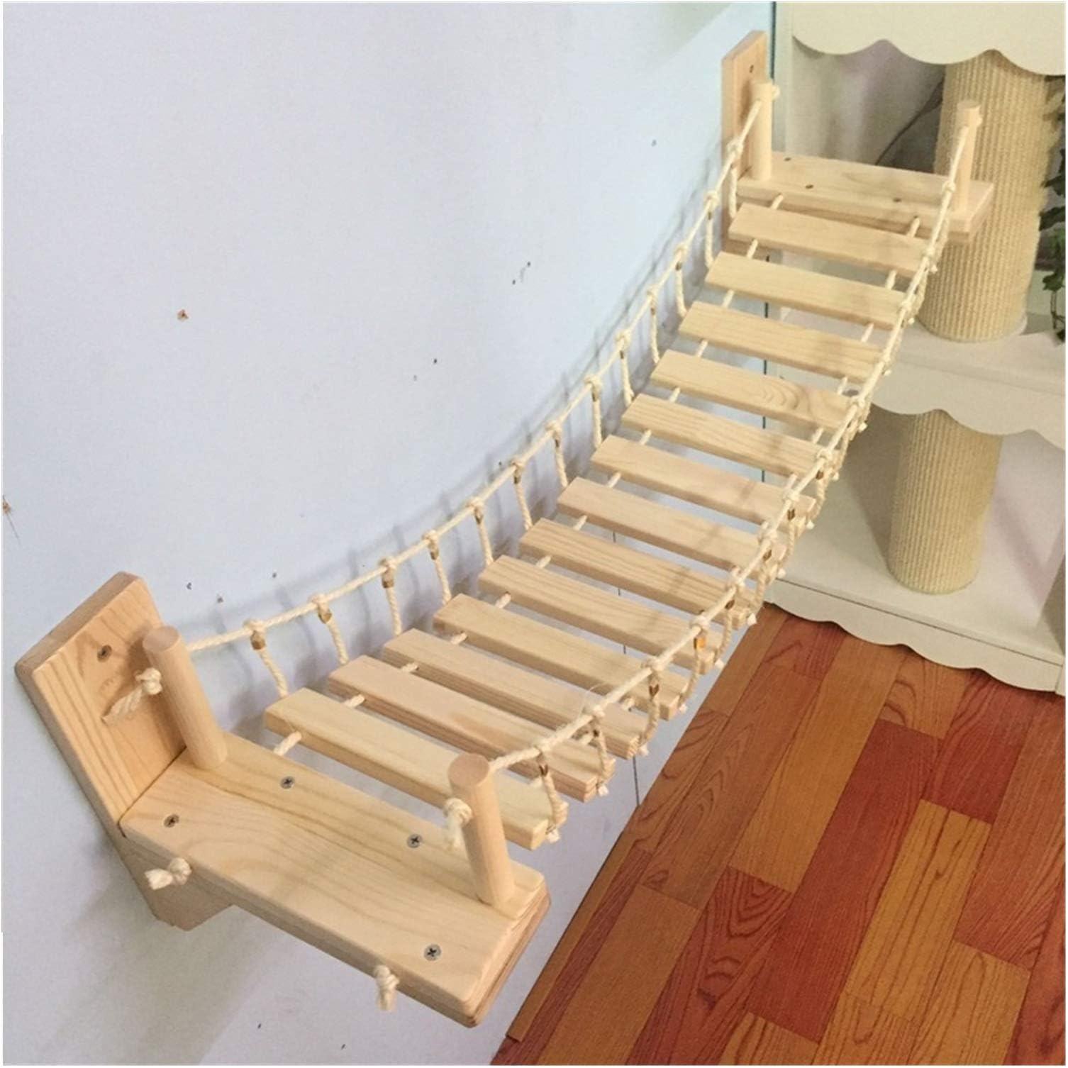 xiaofeng214 Wooden cat bridge mounted on the wall, scrape of sisal, to ...