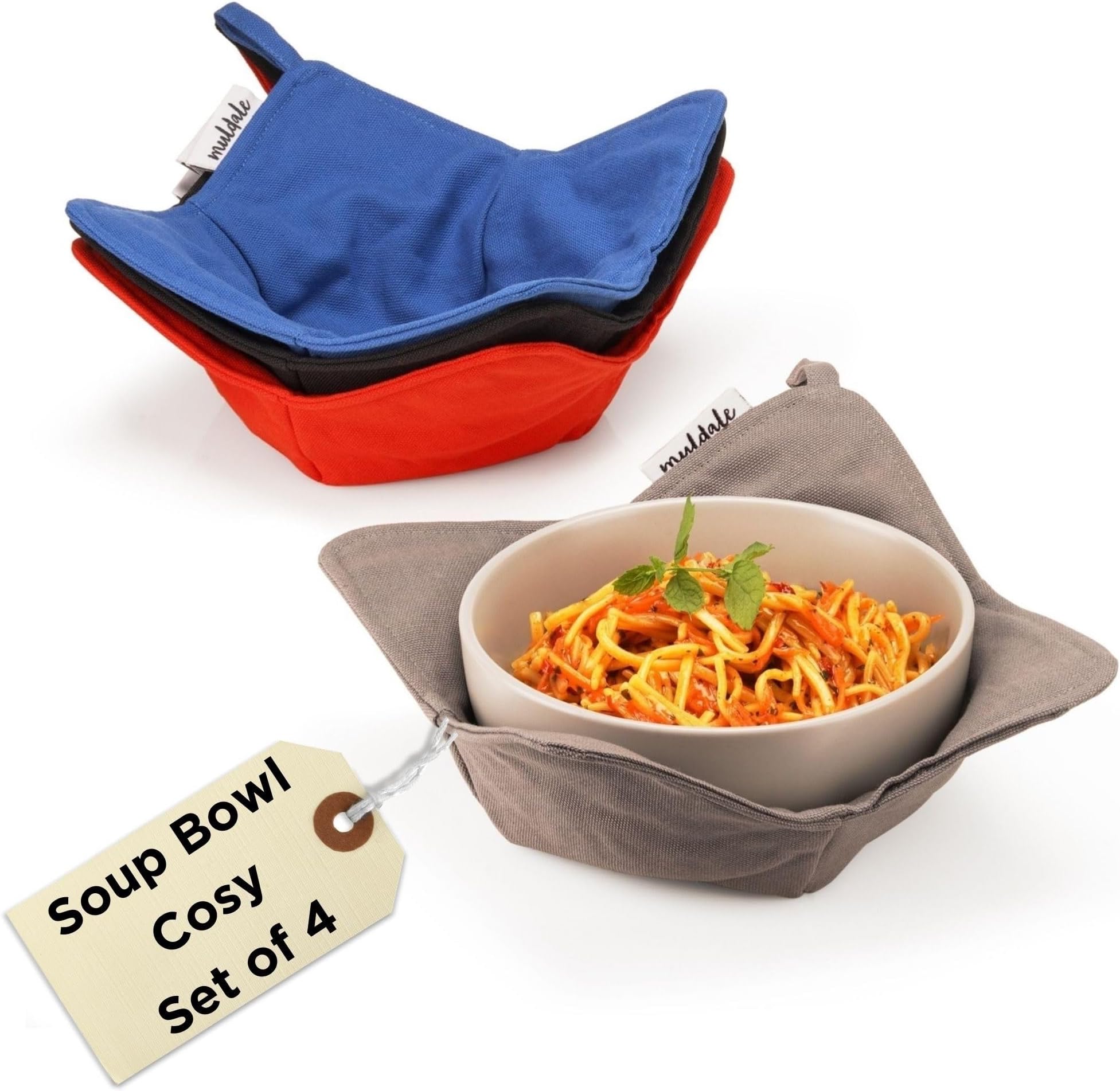 Muldale Hot Bowl Holder for Soup - Microwave Bowl Hugger Cozy Set of 4 ...