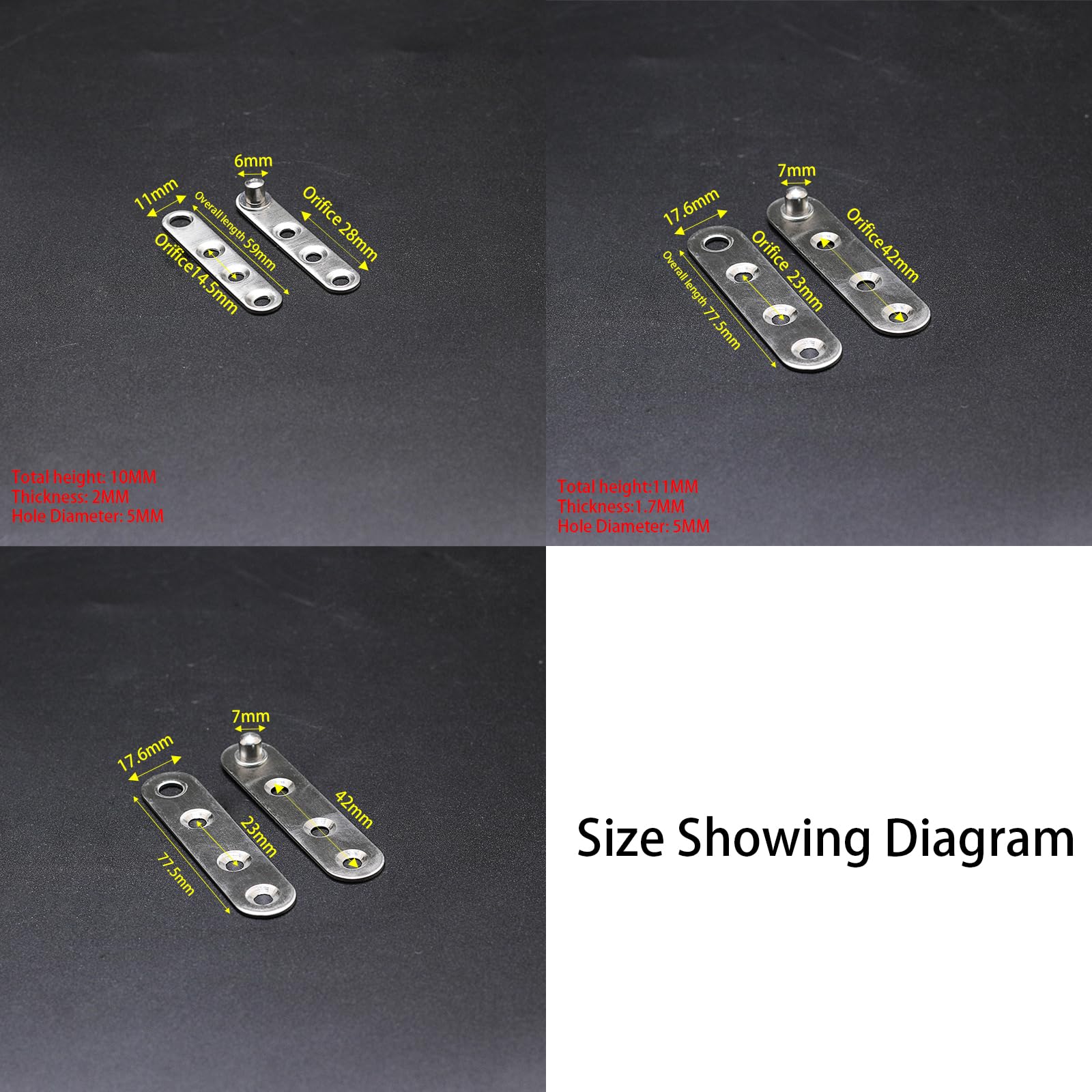 Leliafleury 4Pcs Eccentric Pivot Hinges 77.5 x 17.6mm Stainless Steel ...