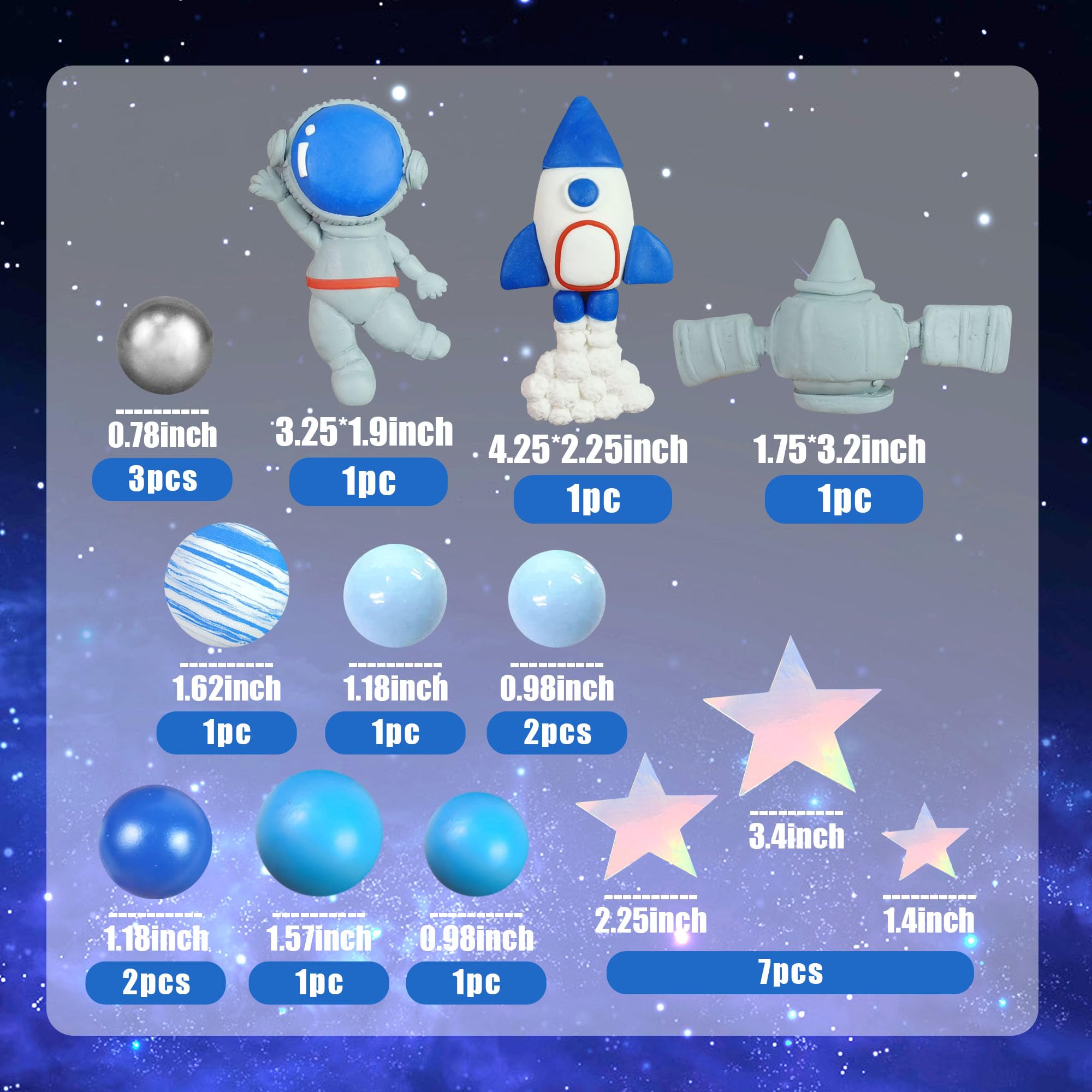 Snapklik.com : Space Cake Toppers Outer Space Astronaut Figurines ...