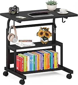Amazon.com: Autex Portable Desk with Storage Shelves, Height Adjustable ...