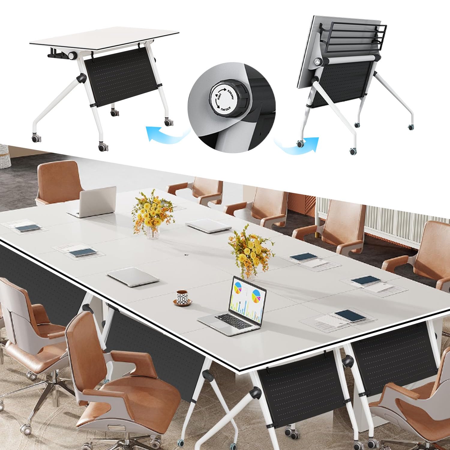Amazon.com: Conference Table Folding Conference Room Tables for 2-10 ...