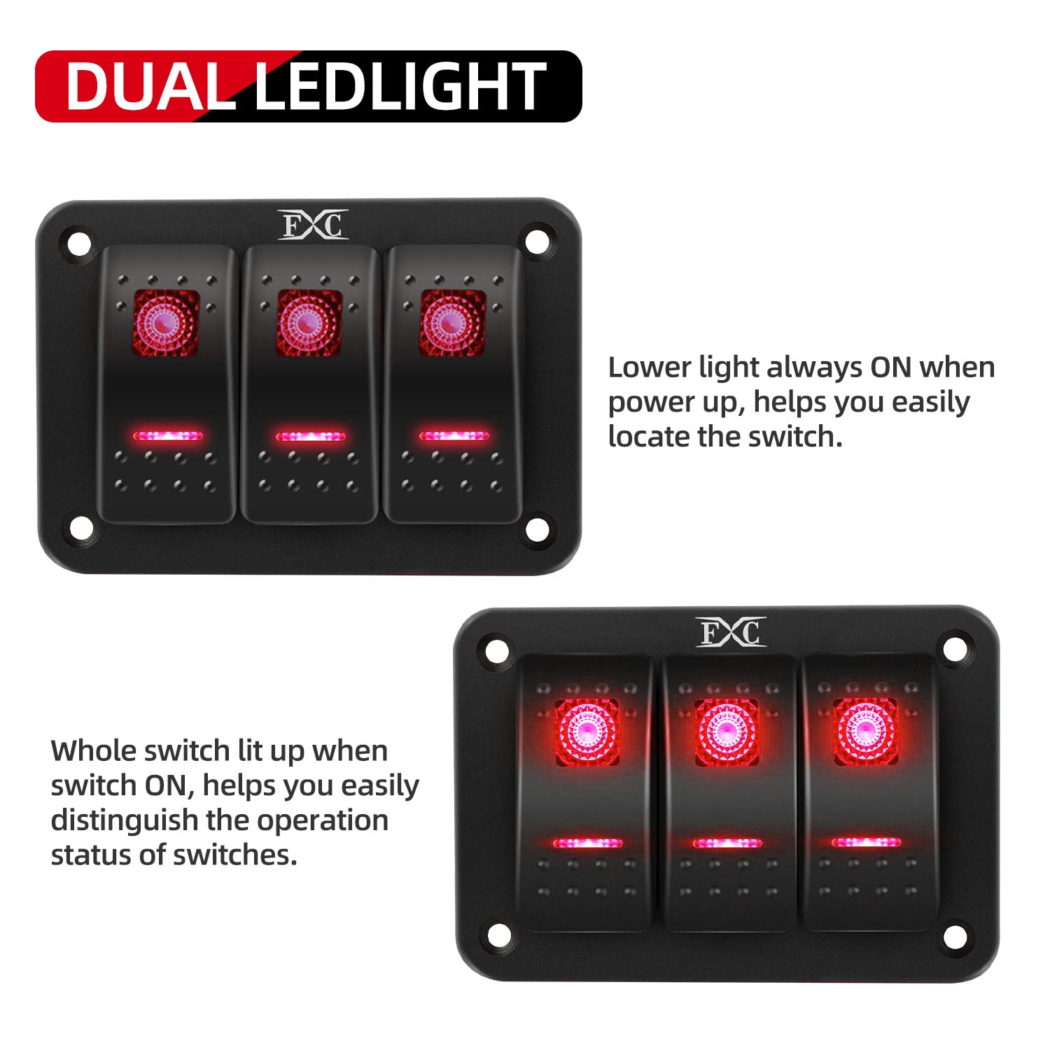 Snapklik.com : Rocker Switch Aluminum Panel 3 Gang Toggle Switches Dash ...
