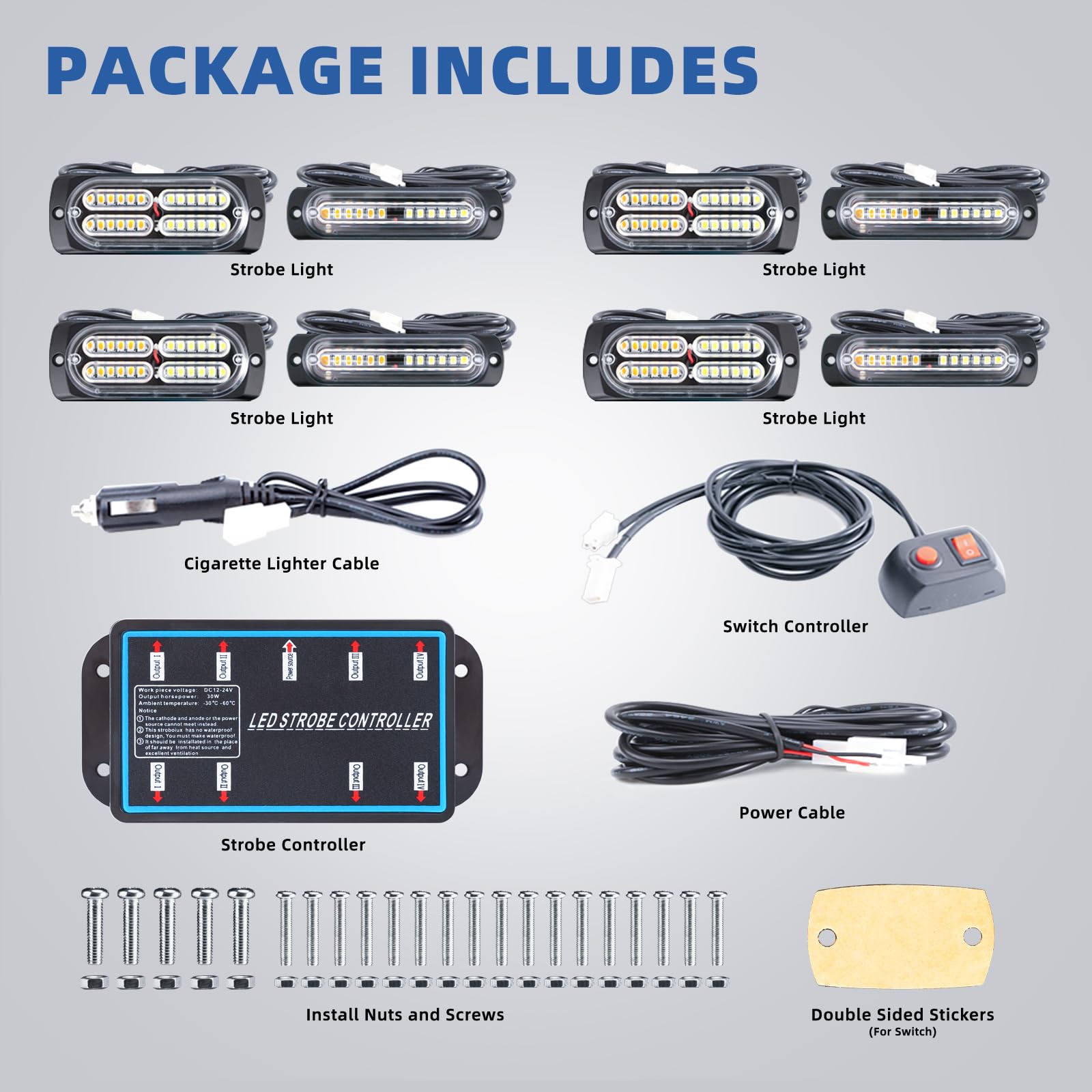 Snapklik.com : PKINGLAKE 8pcs Sync Feature Emergency Strobe Grille ...