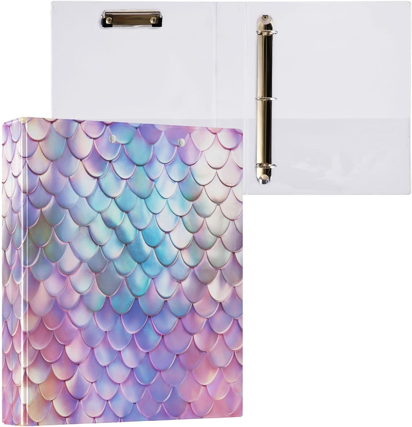 Shiny Fish Scales 3 Ring Binders with Clipboard File Folder for Office ...