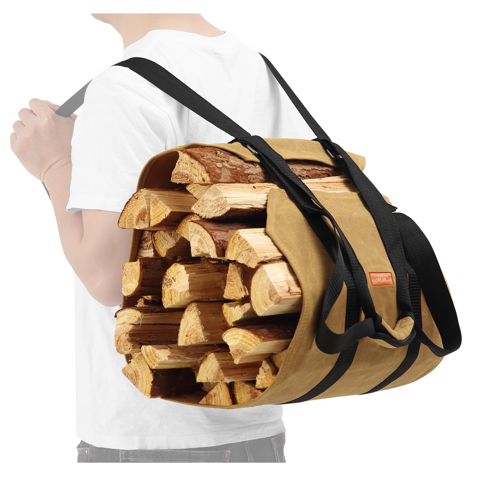 Snapklik.com : WITSTEP Firewood Carrier Bag Backpack, Waxed Canvas Wood ...
