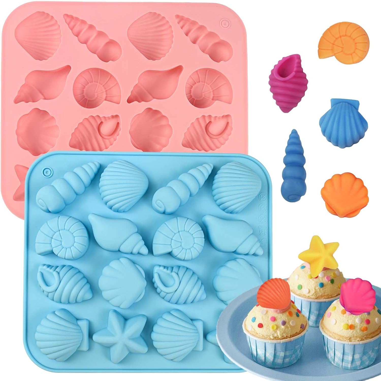 Amazon.com: 2pcs Seashell Silicone Molds, Ocean Themed Silicone ...