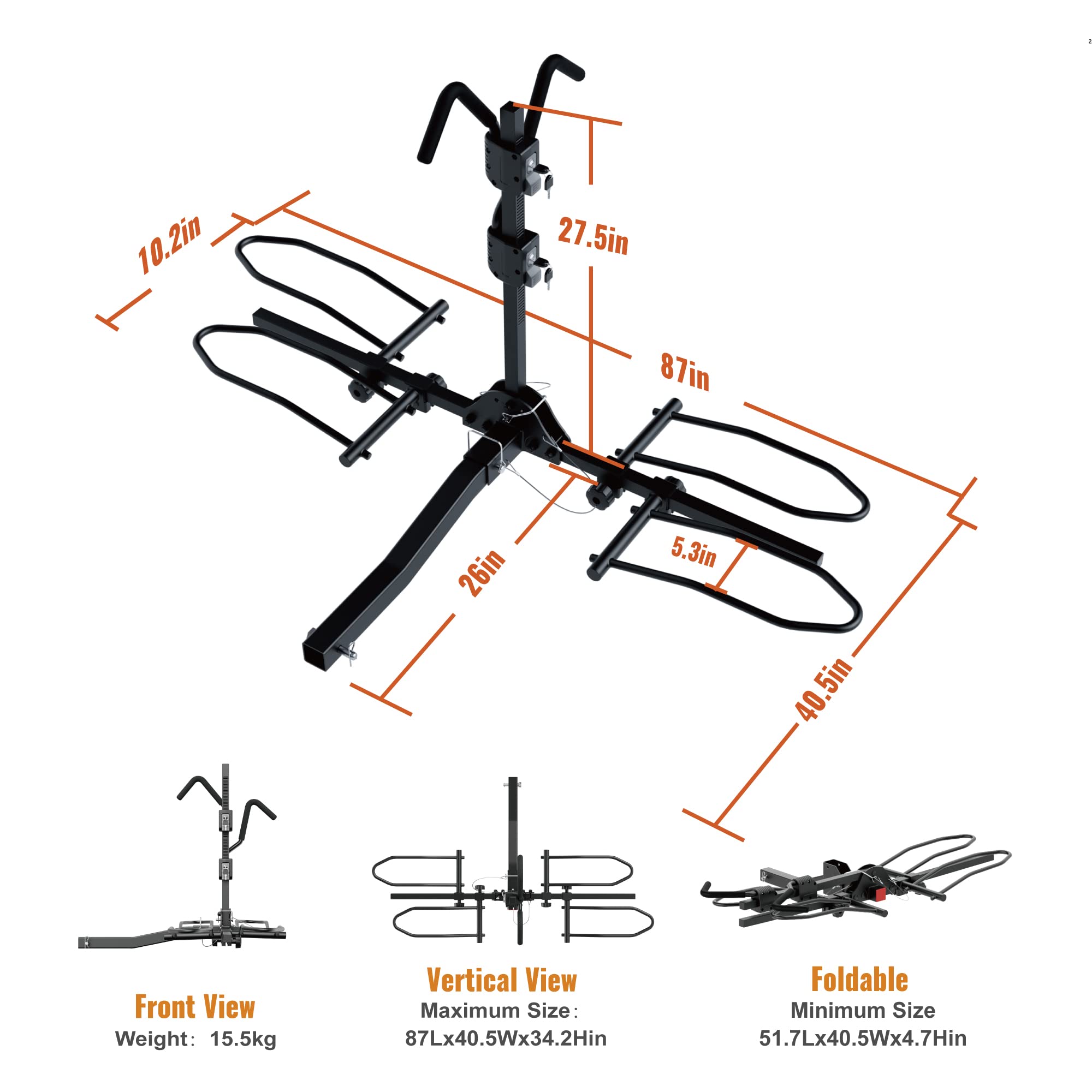 Marvoware 2inches Hitch Bike Rack Smart Tilting Anti-Wobble Bicycle Car ...