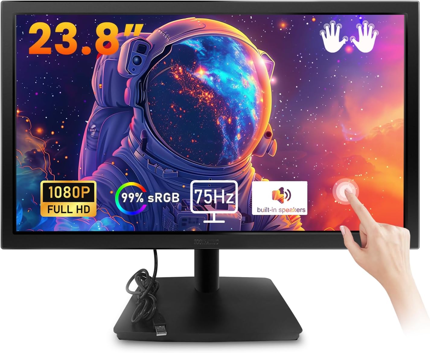 Amazon.com: TOGTRATRIC IPS Touchscreen Monitor 23.8 Inch, 75Hz, Built ...