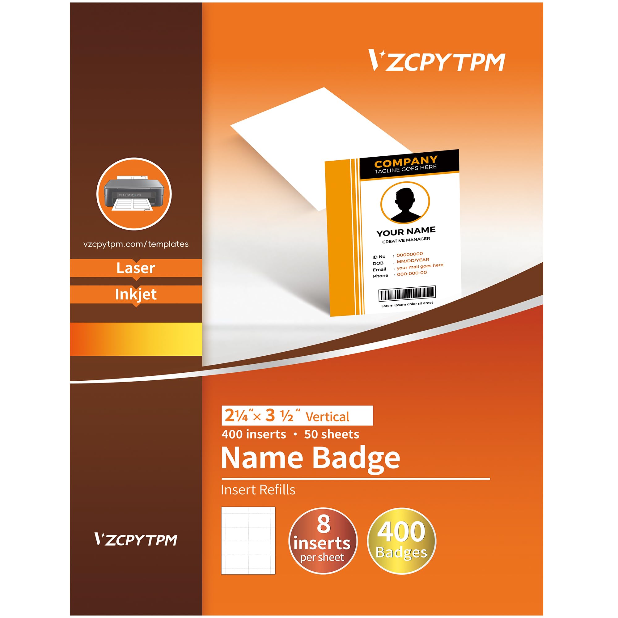 Snapklik.com : Customizable Name Badges Insert,2-1/4x3-1/2 Inch ...