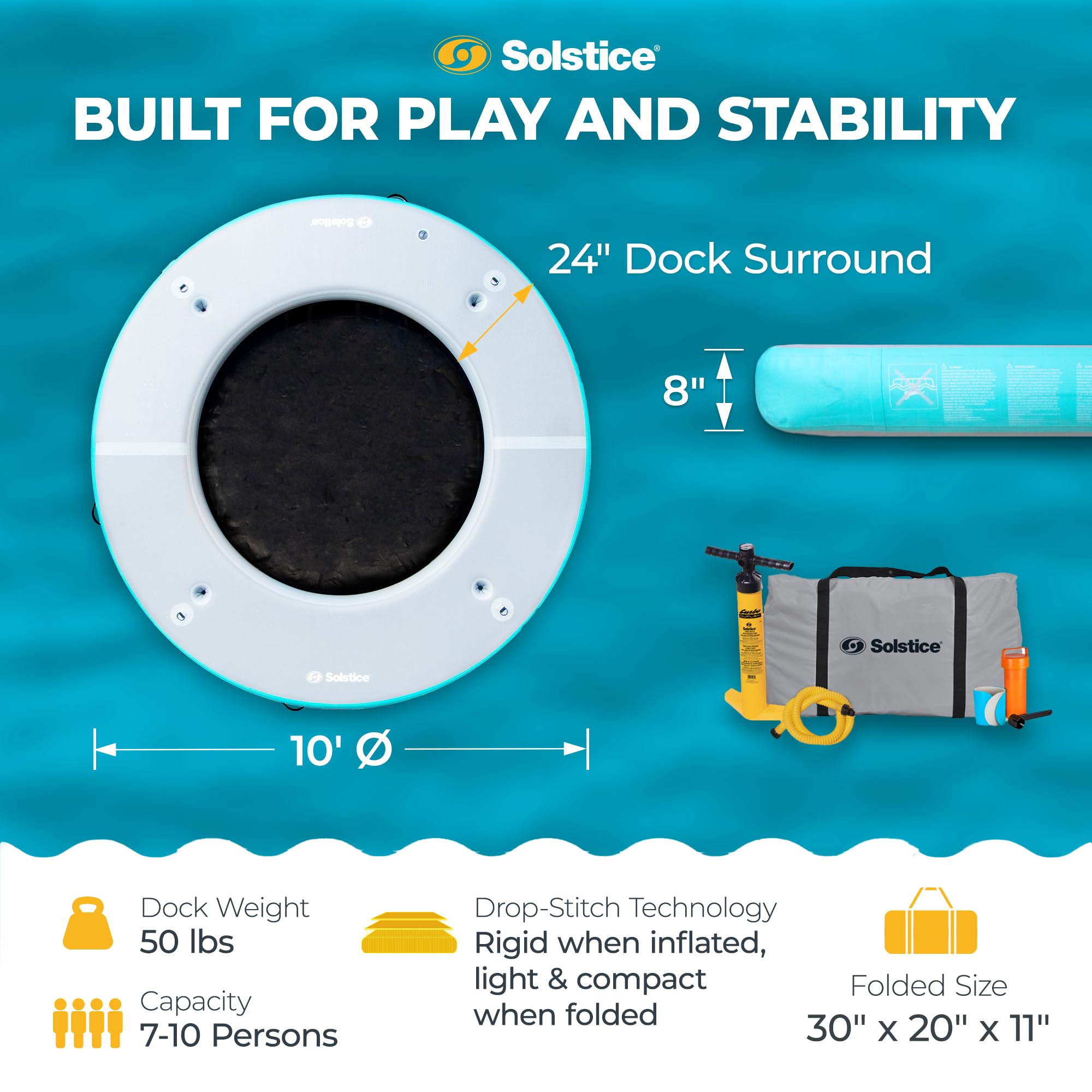 Snapklik.com : SOLSTICE 10-Person Circular Mesh Inflatable Dock ...