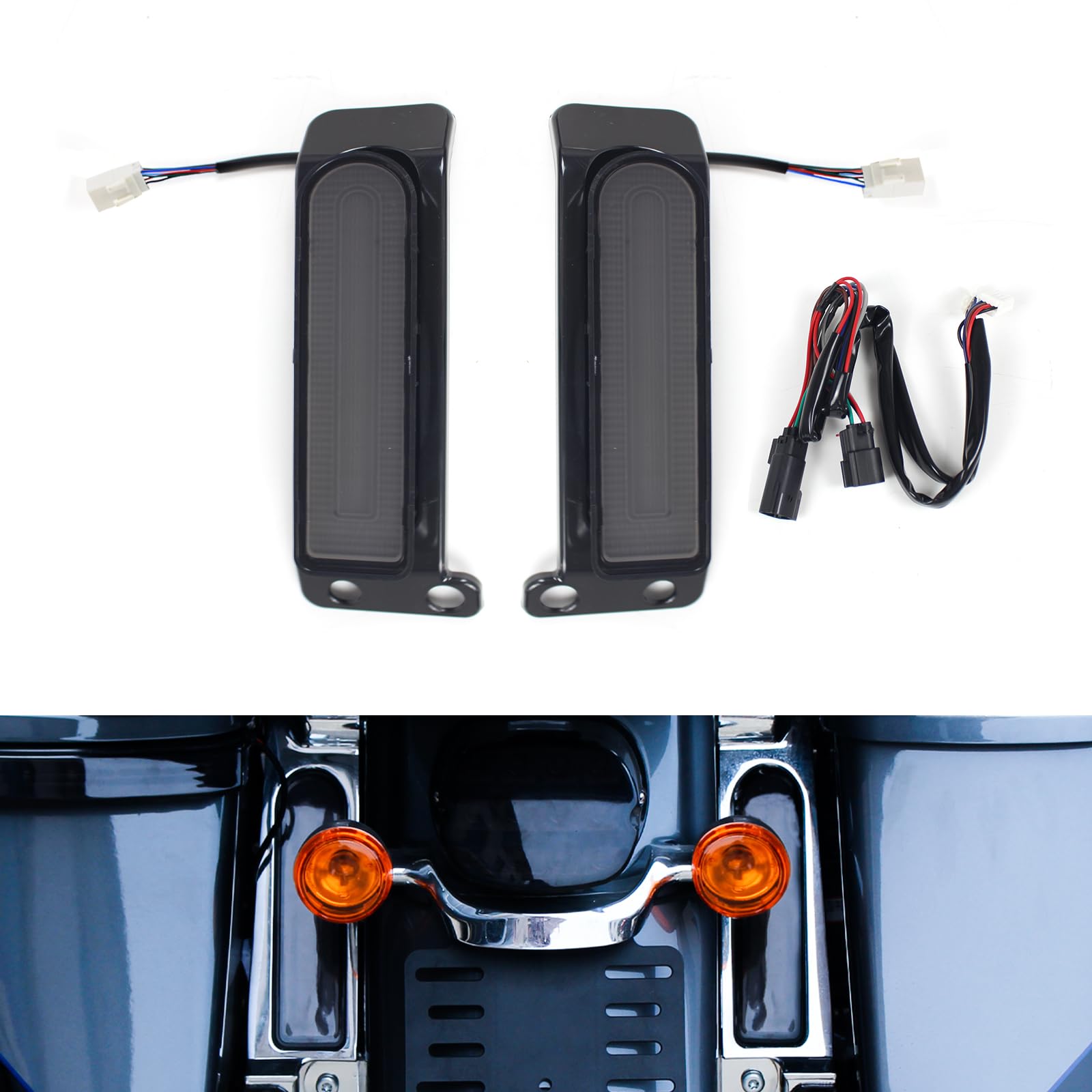 Amazon.com: KAKABAS Black Rear Fender Saddlebag Side Light, LED ...