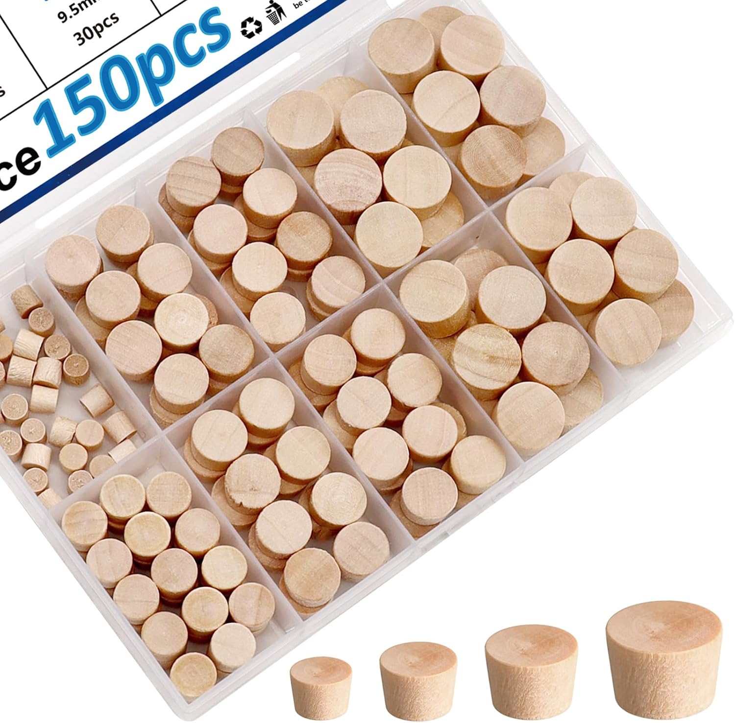Amazon.com: smseace 150Pcs 4-Sizes Wood Plugs 3/16" 5/16"，3/8"，1/2 ...