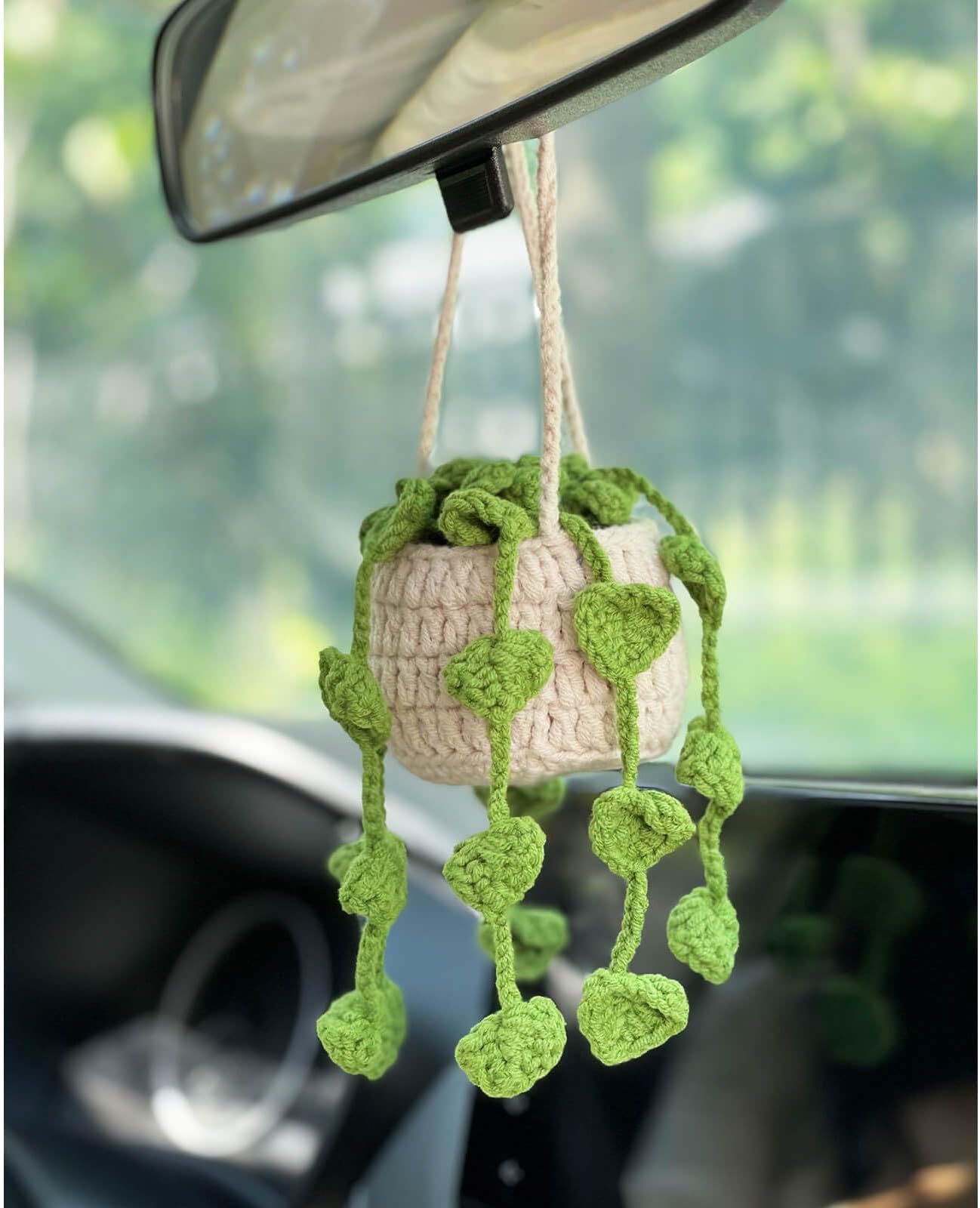Amazon.com: Cute Blue Crochet Convallaria Car Mirror Hanging ...