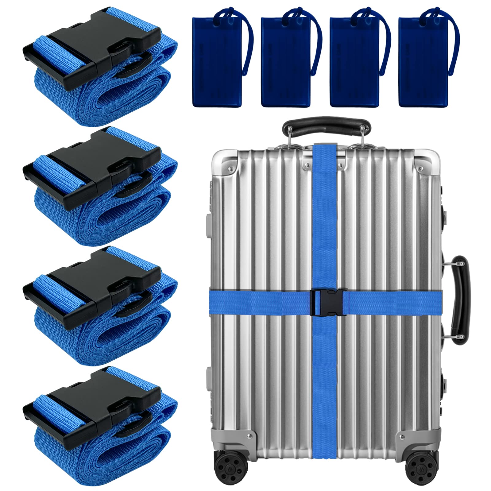 Amazon.com: 8 Pack Luggage Straps Suitcase Tags Set,Adjustable Suitcase ...