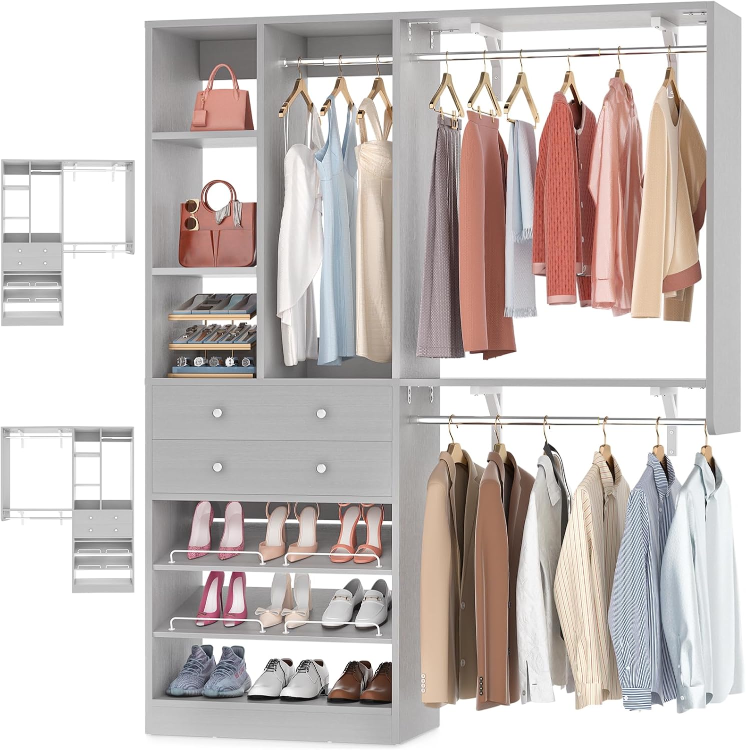 Amazon.com: Besiost Closet System - 5FT Small Closet System with ...